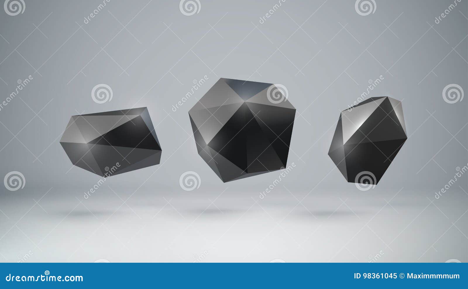 3d black polygonal shapes. stock vector. Illustration of form - 98361045