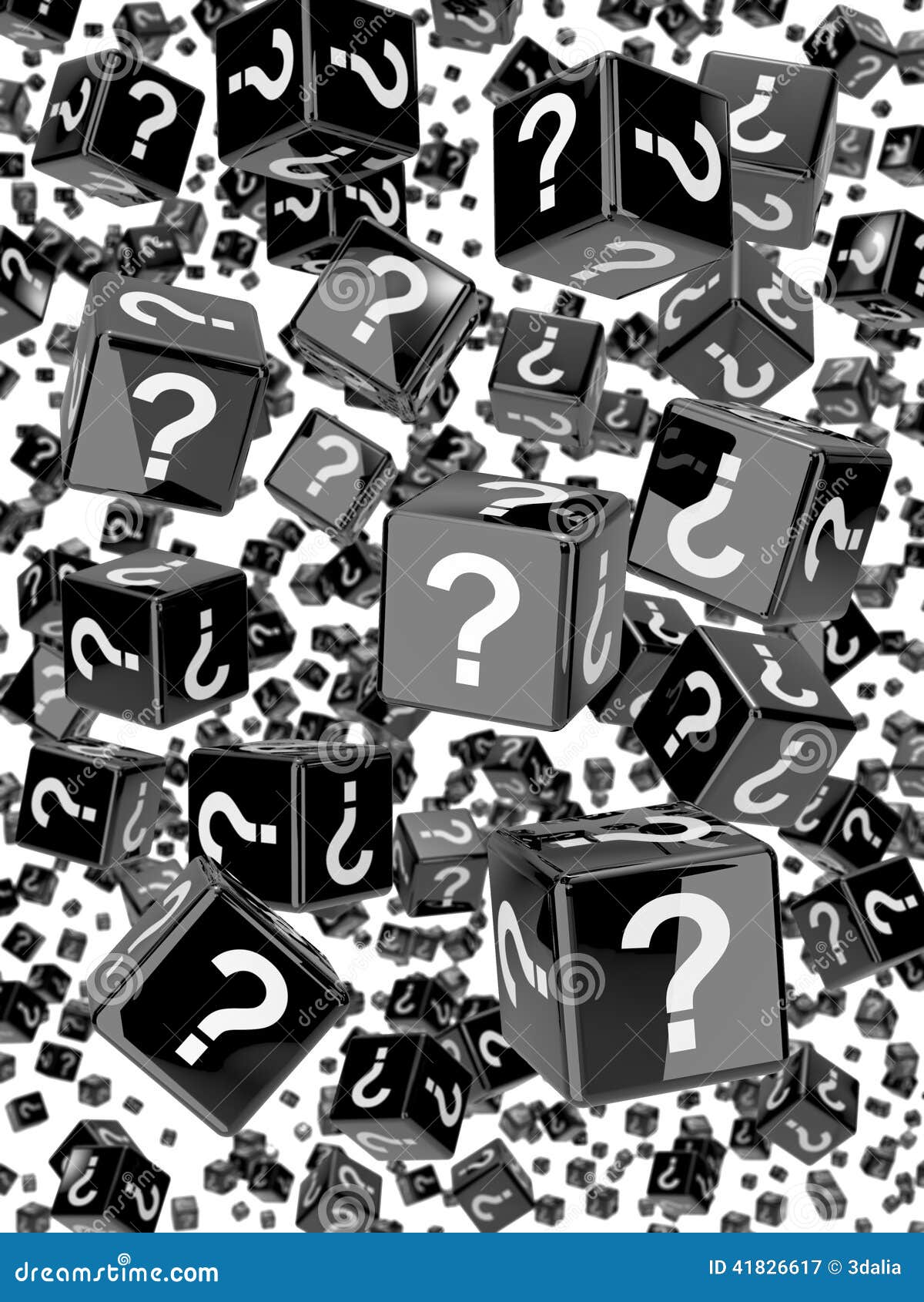 3d Black Question Mark Symbol Dice Falling Stock Illustration ...
