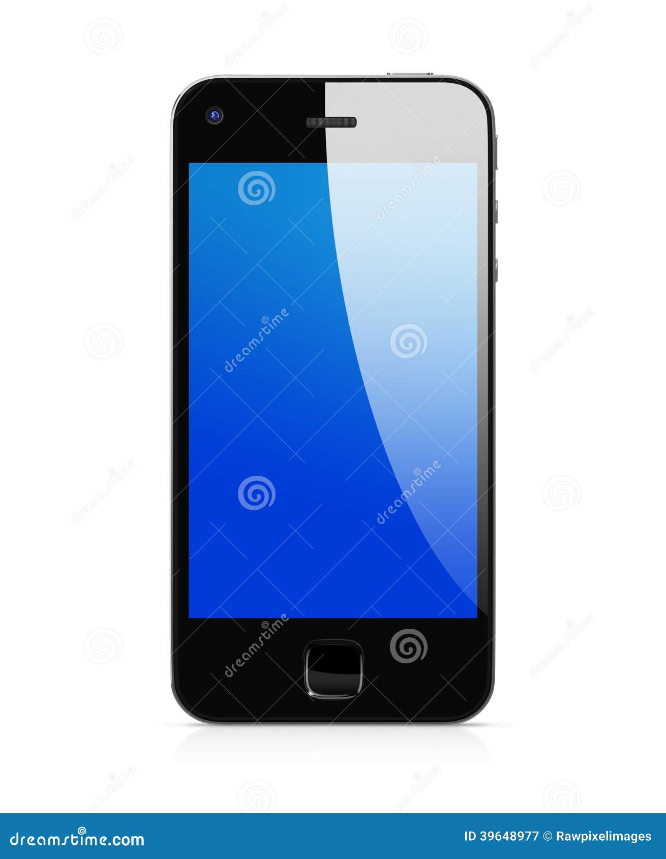 3D Black Smart Phone with Blue Screen Stock Image - Image of black ...