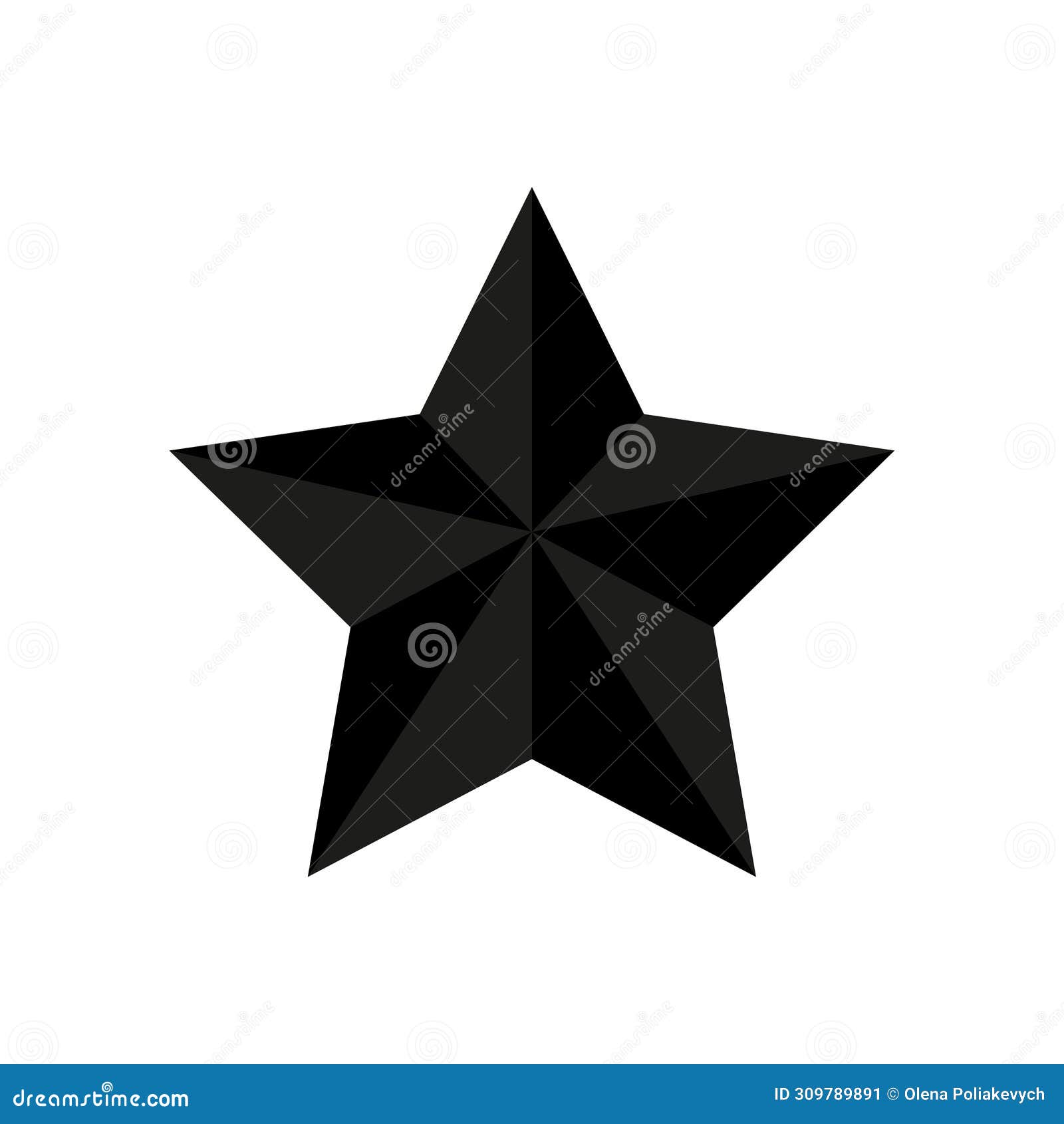 A 3D Black Star with Five Points and Subtle Shading on a White ...