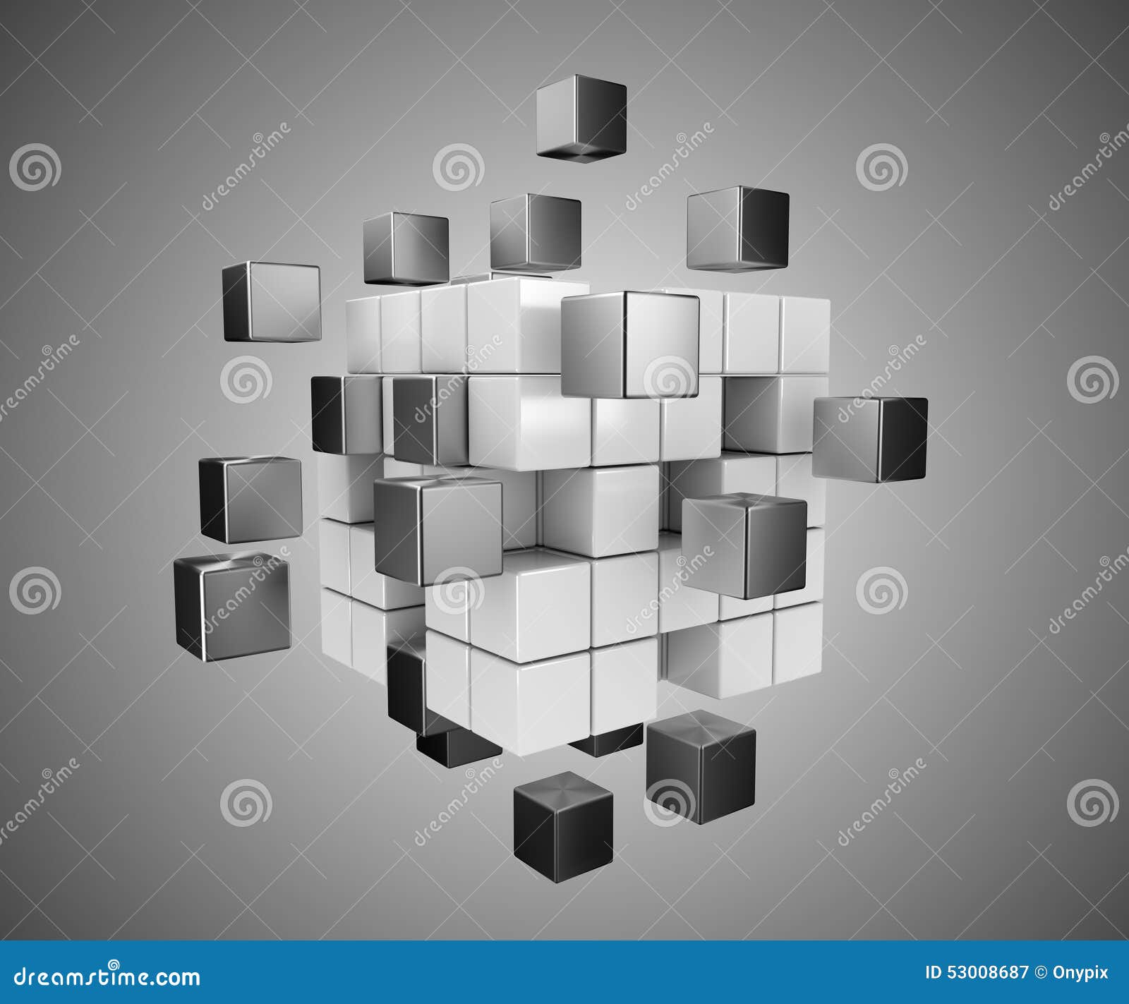 3D black and white cubes stock illustration. Illustration of concept ...