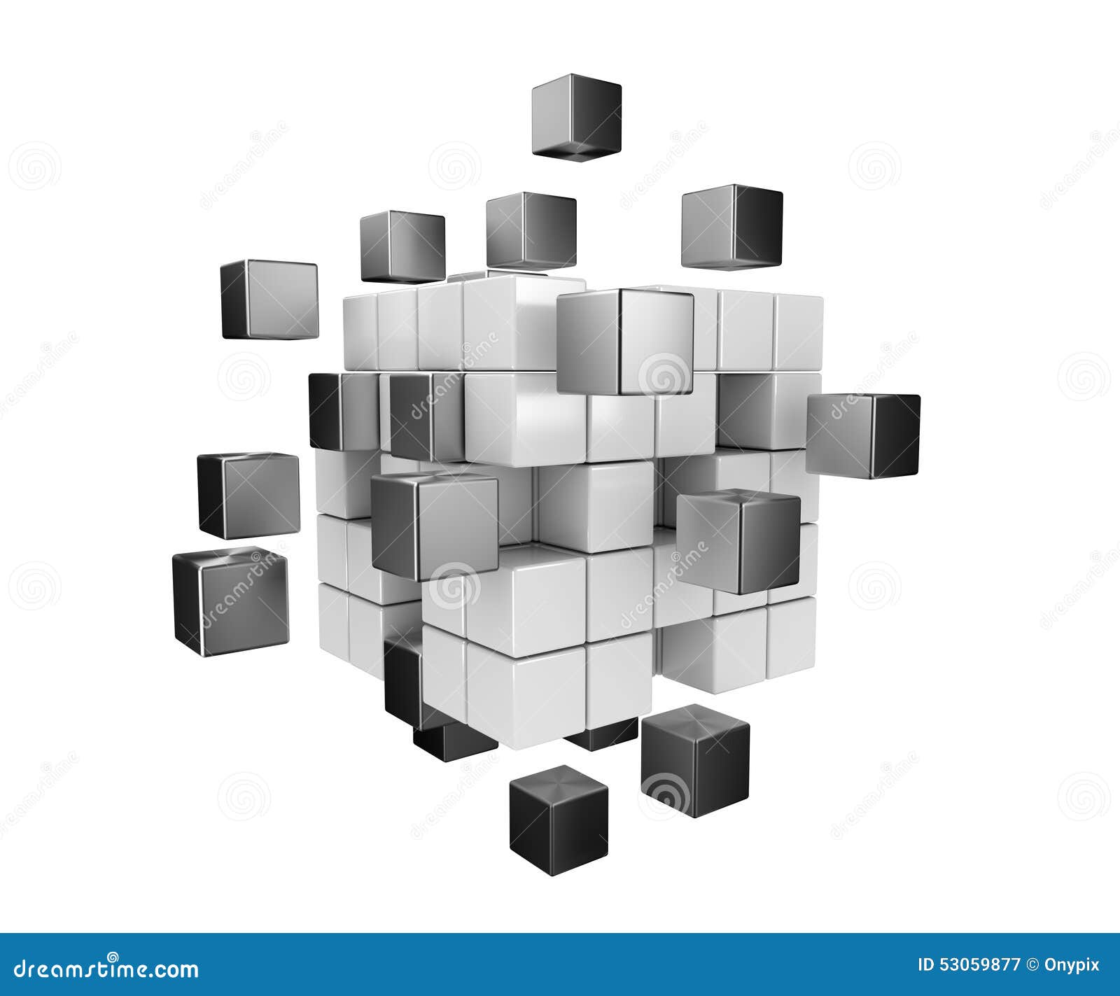 3D black and white cubes stock illustration. Illustration of concept ...
