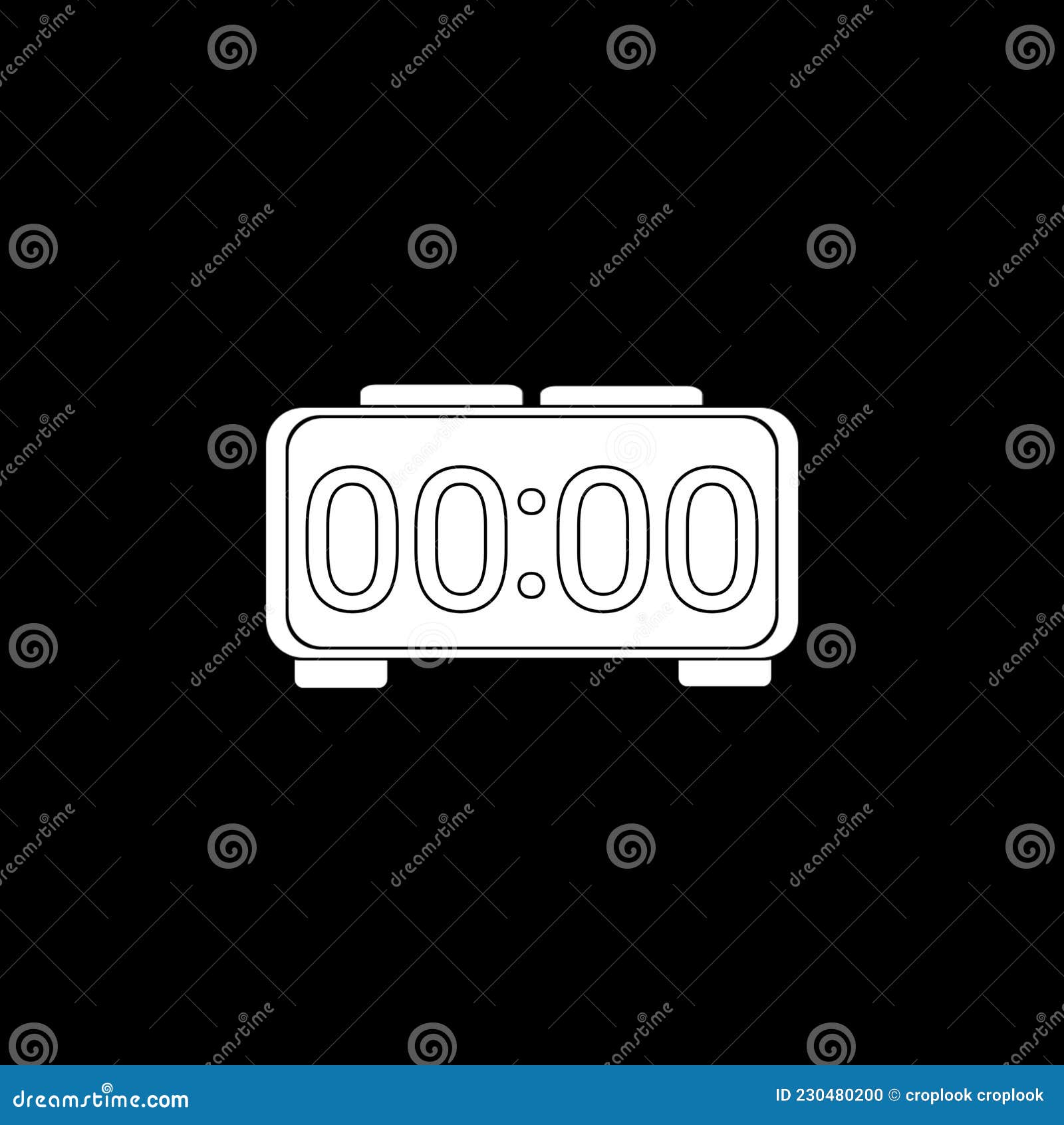 2D Black and White Digital Clock Icon Stock Illustration - Illustration ...