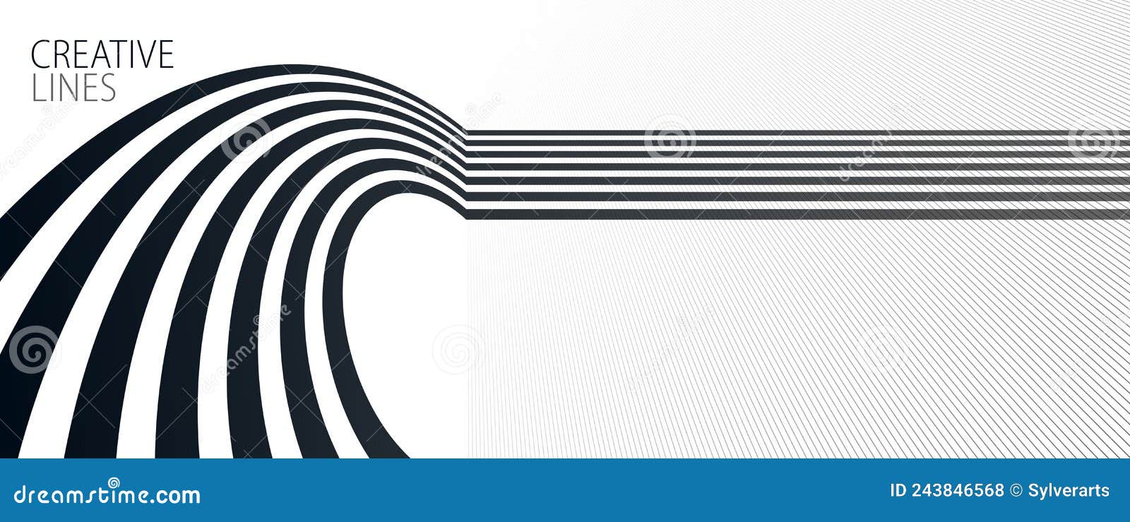 3D Black and White Lines in Perspective Abstract Vector Background ...