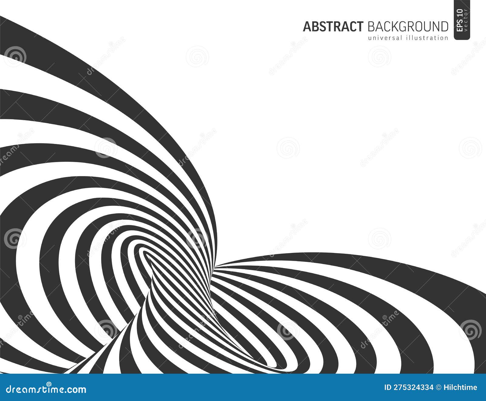 3D Black White Lines, Perspective, Digital Abstract Swirl Vector ...
