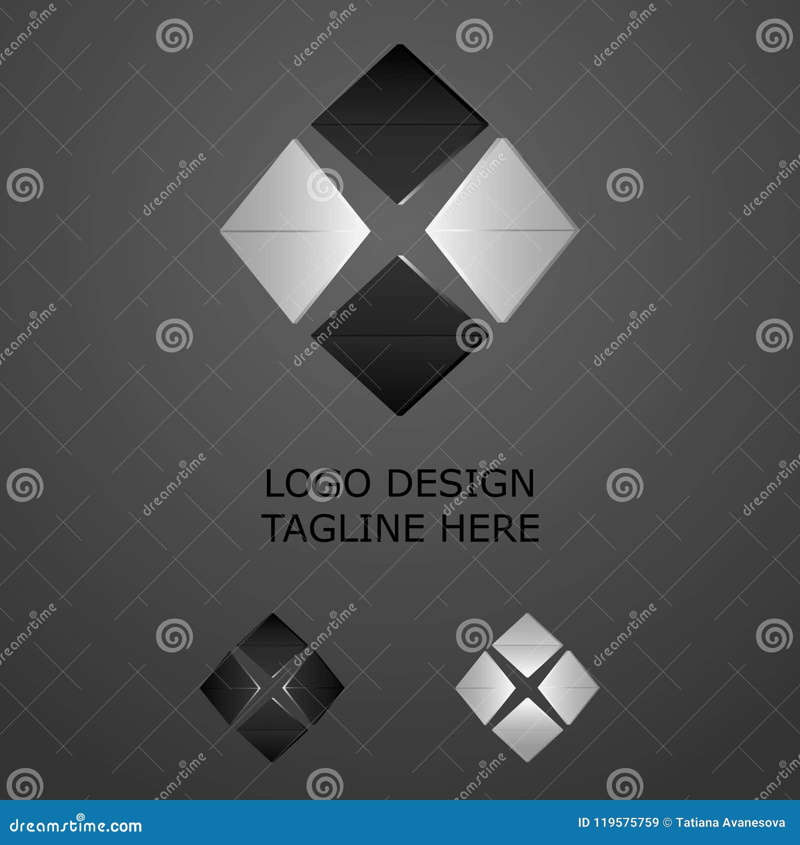 3d Black and White Logo on Grey Background Stock Illustration ...