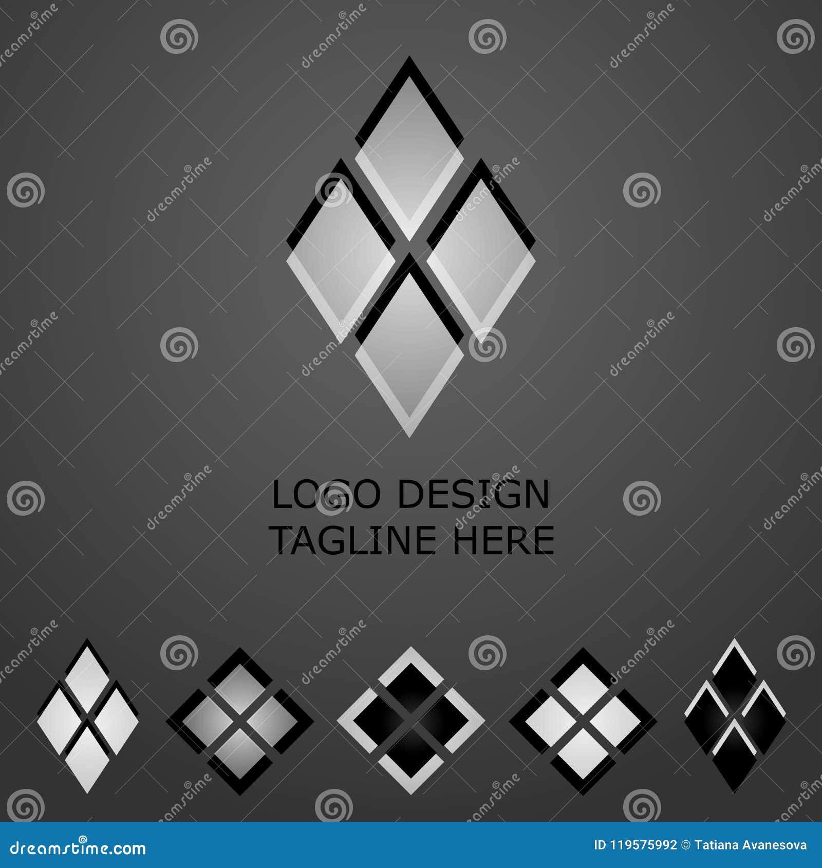 3d Black and White Logo on Grey Background Stock Illustration ...