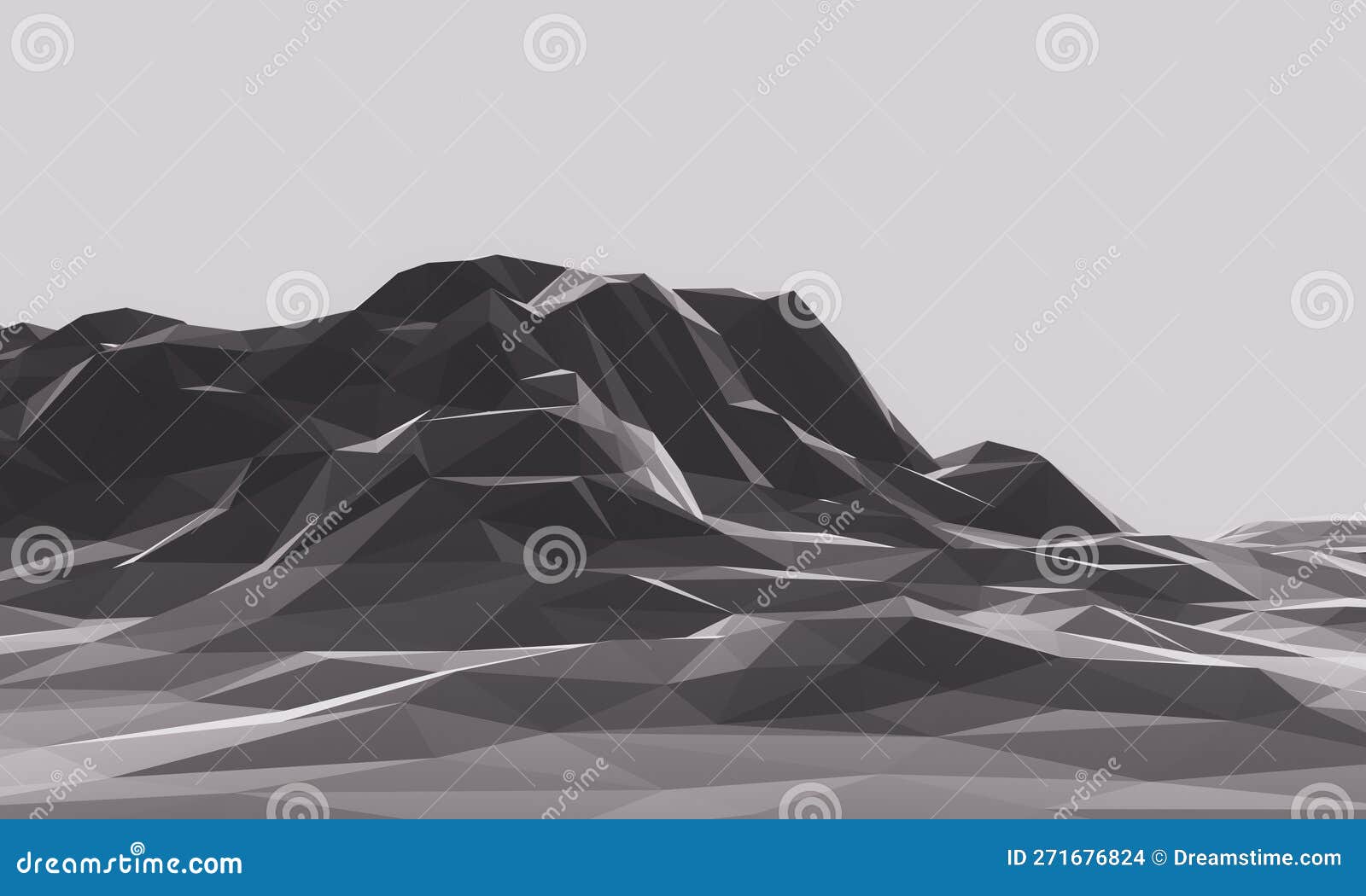 3D Black and White Low Polygon Mountain. Black Terrain Stock ...