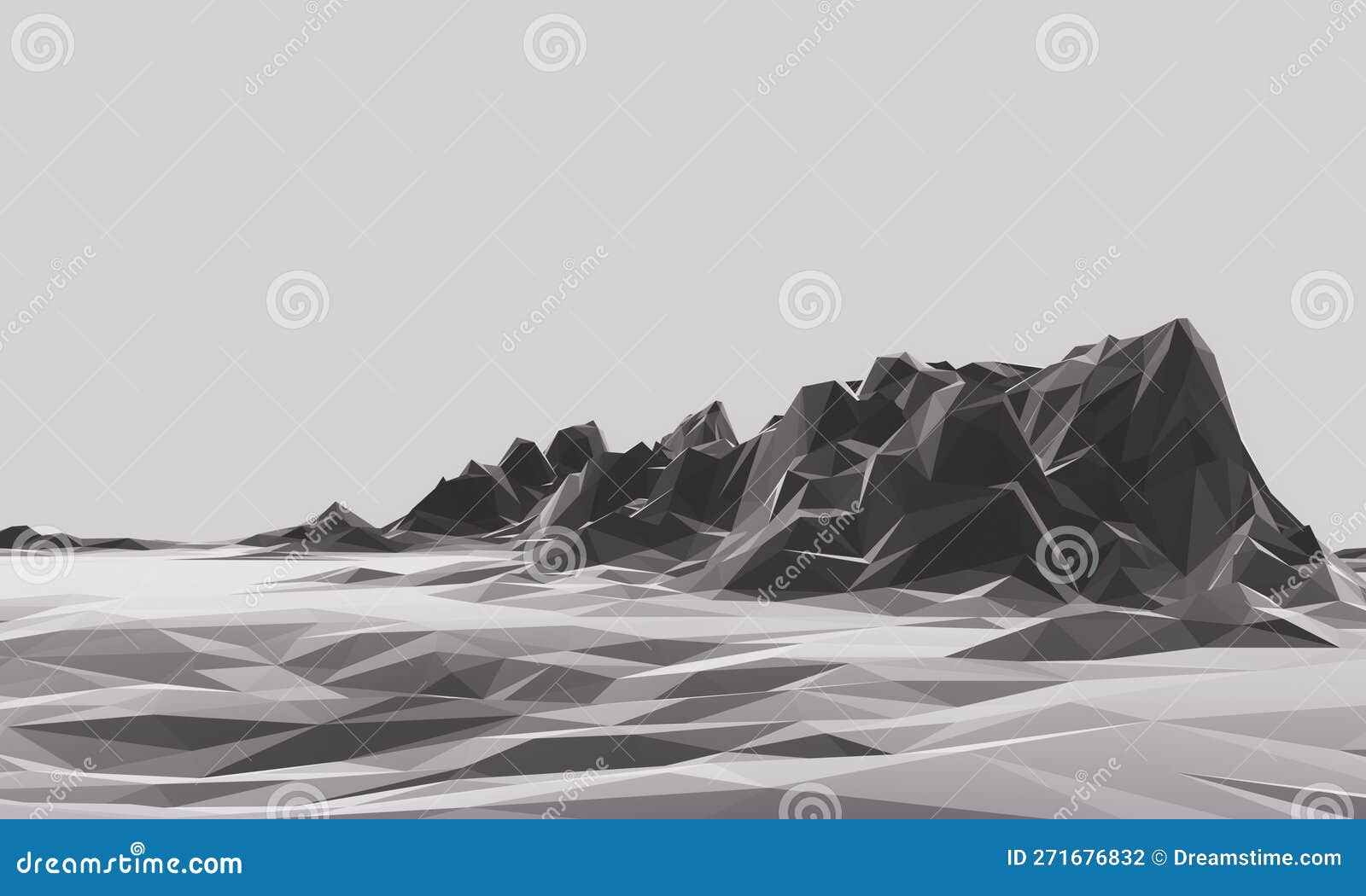 3D Black and White Low Polygon Mountain. Black Terrain Stock ...