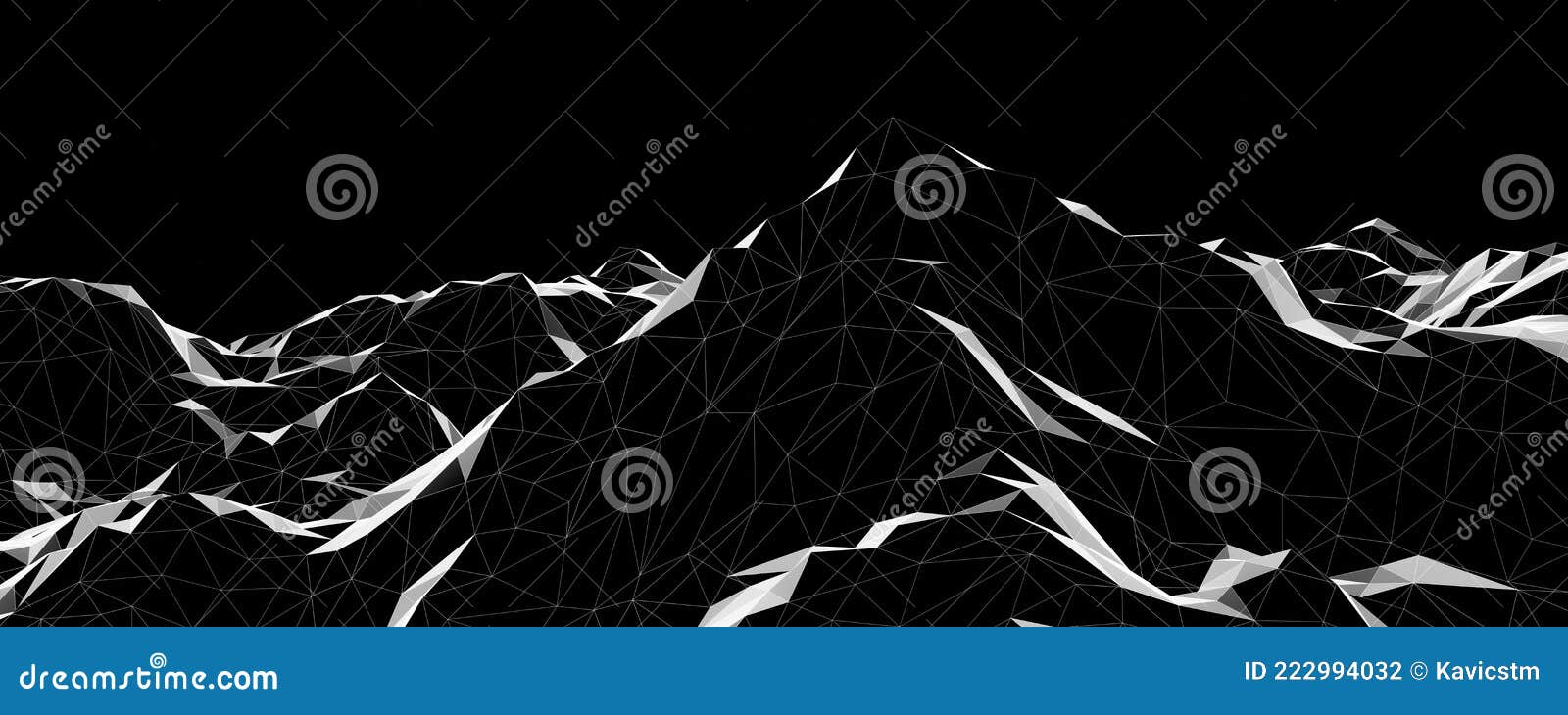 3D Black Low Polygon Topographic Terrain Stock Illustration ...