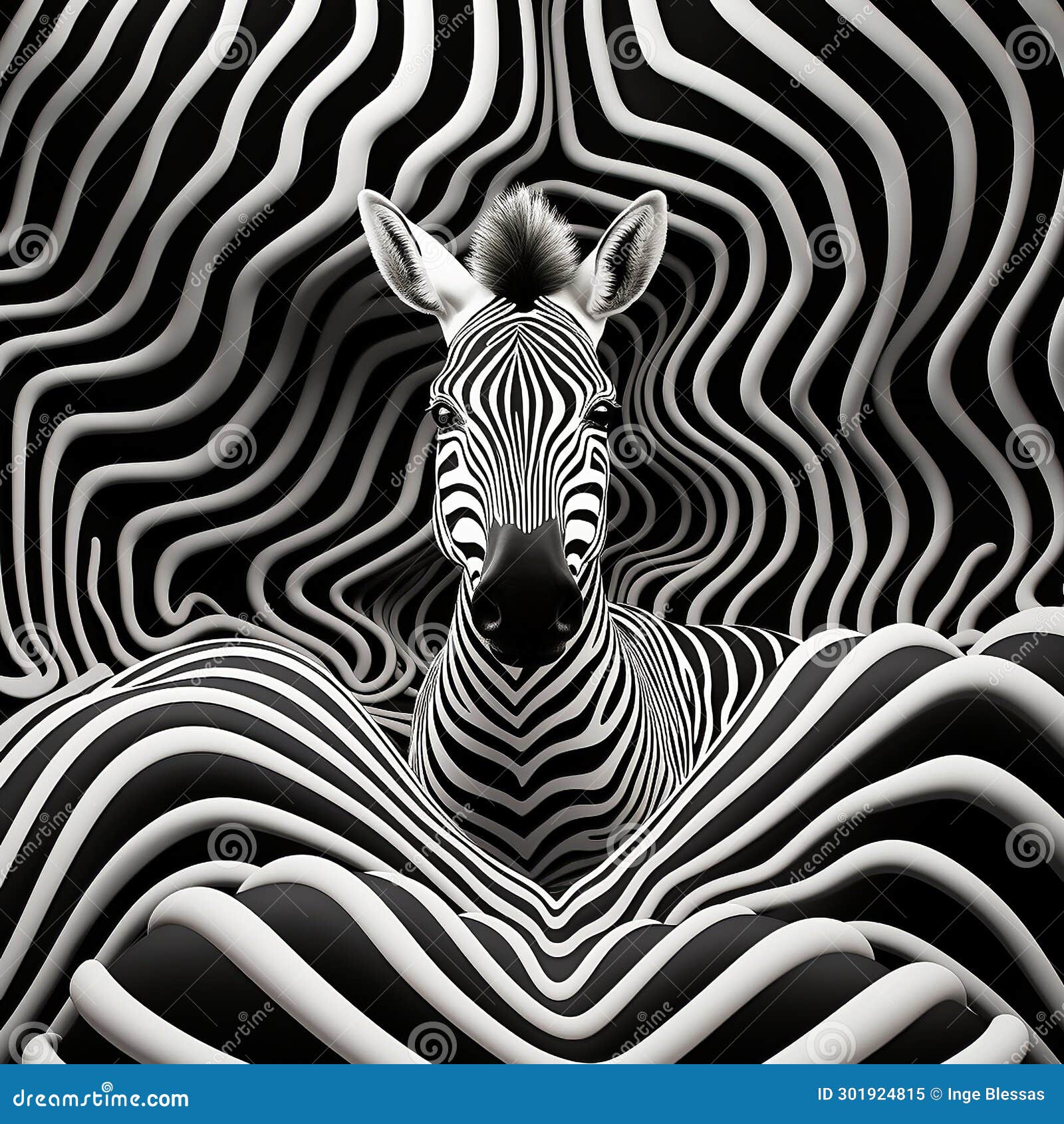 3D Black and White Zebra Optical Illusion Artwork Stock Illustration ...
