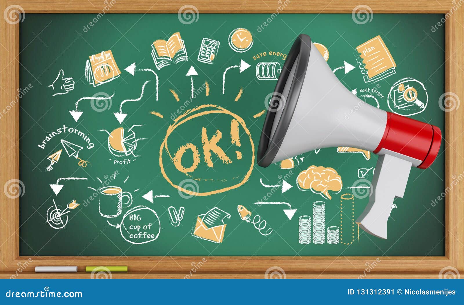 3d-Blackboard mit stock abbildung. Illustration von hintergrund - 131312391