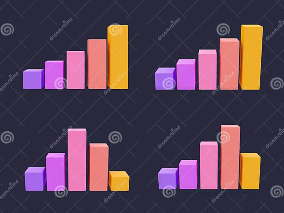 3d Blank Bar Graph Template Set. Bar Chart Mock Up. Data Analysis ...