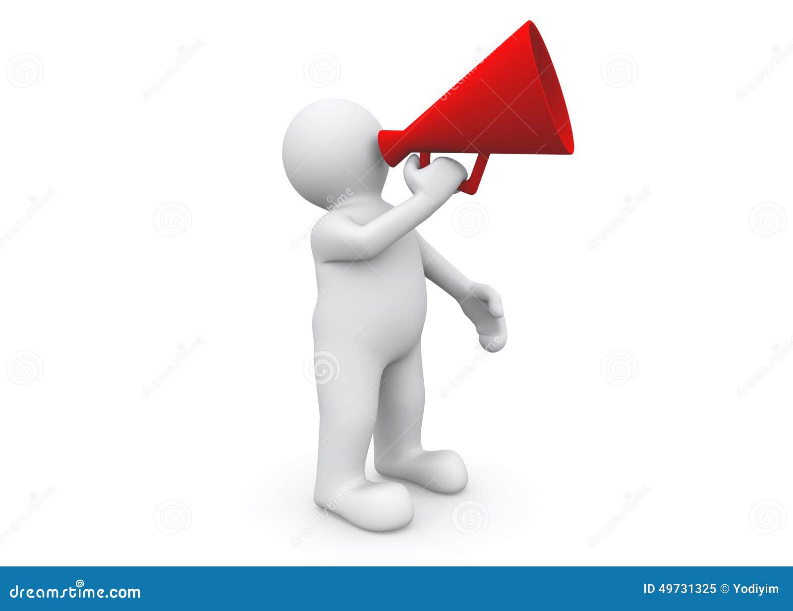3d Blank Figure Holding Megaphone, Speaking, Talking, Scream. Stock ...