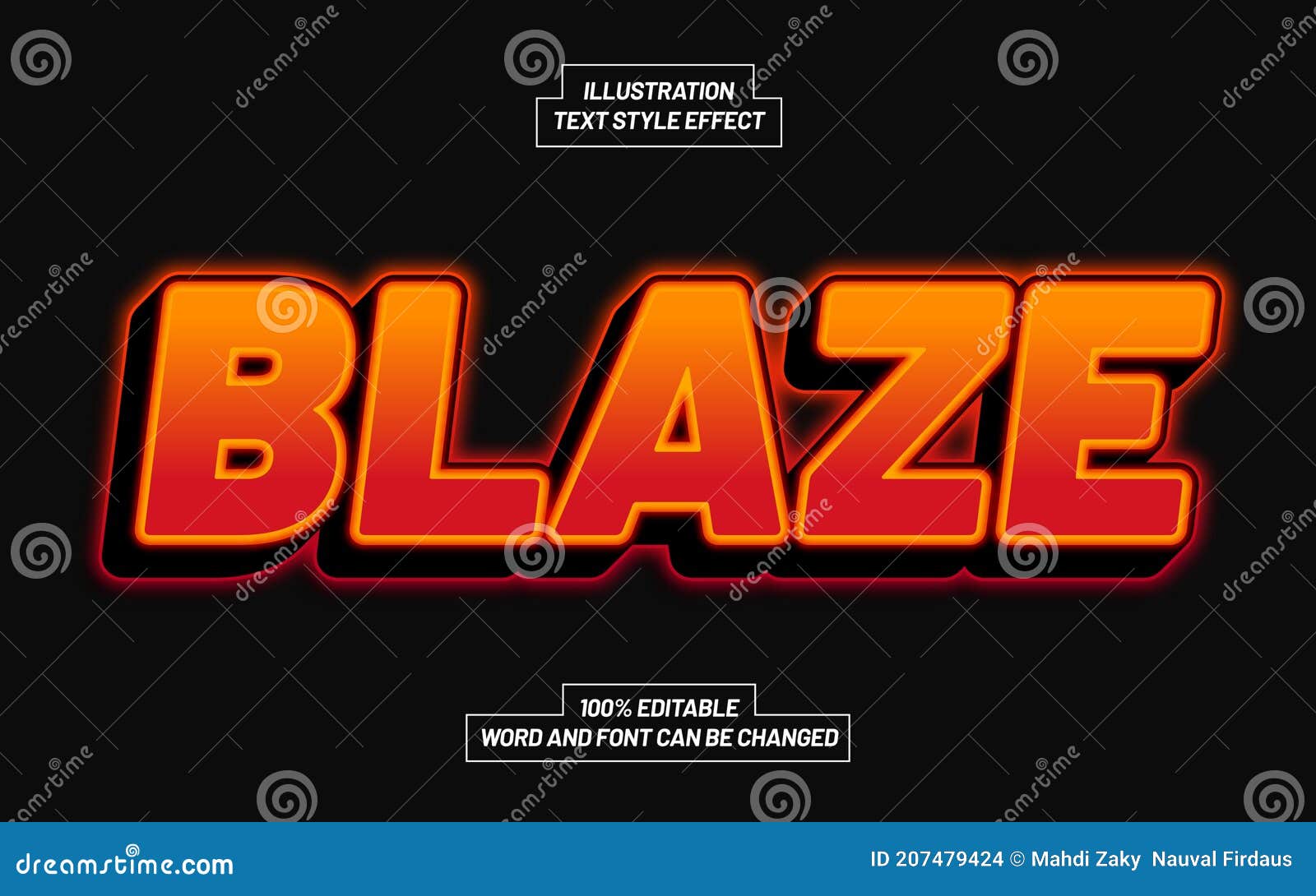 3D Blaze Bold Text Style Effect Stock Vector - Illustration of adobe ...