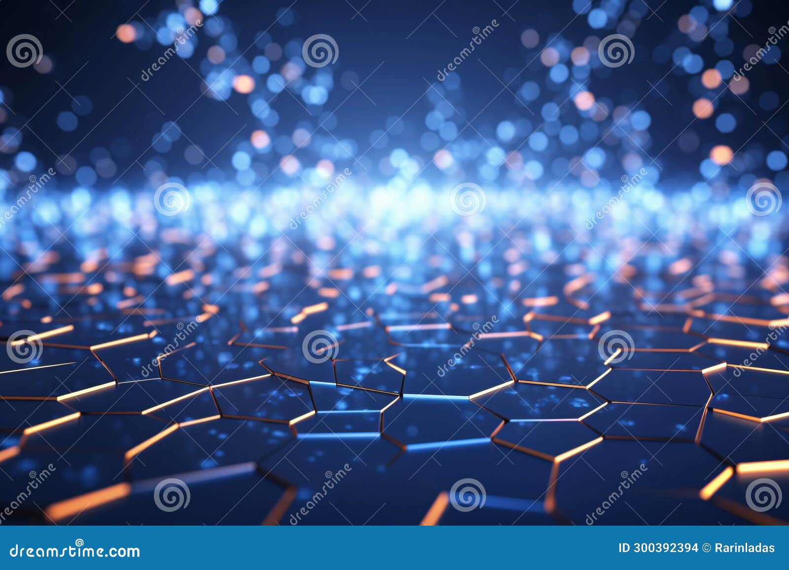 3D Blue Abstract Network Background, Perspective View Stock ...