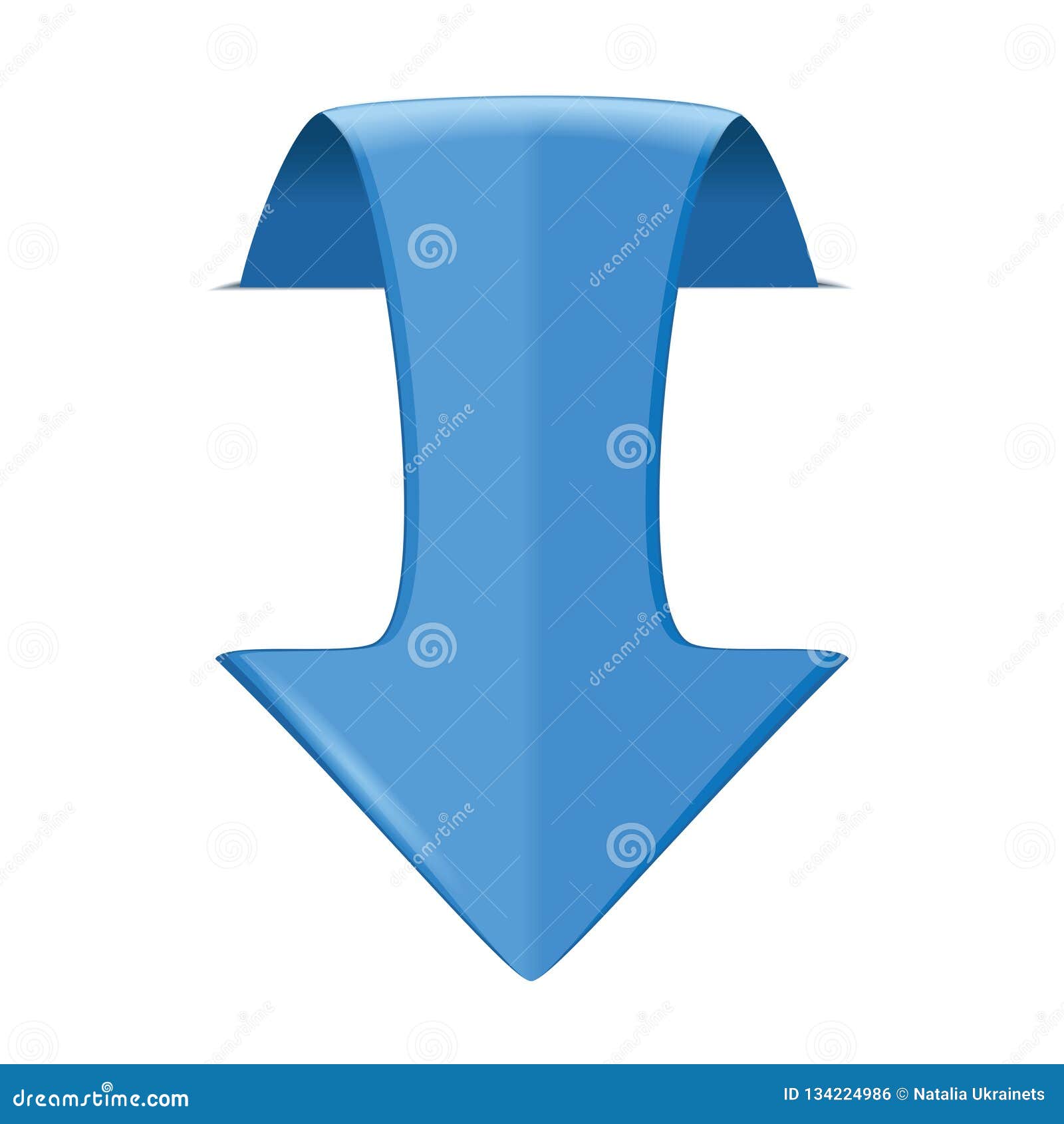 3d blue arrow downwards stock vector. Illustration of navigation ...