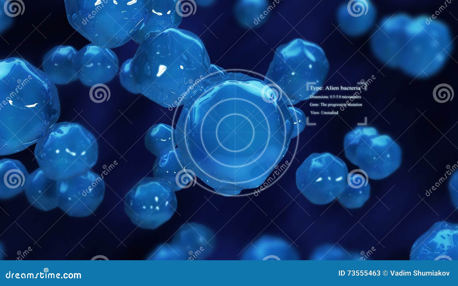 The 3D Blue Bacteria Interface. Stock Illustration - Illustration of ...