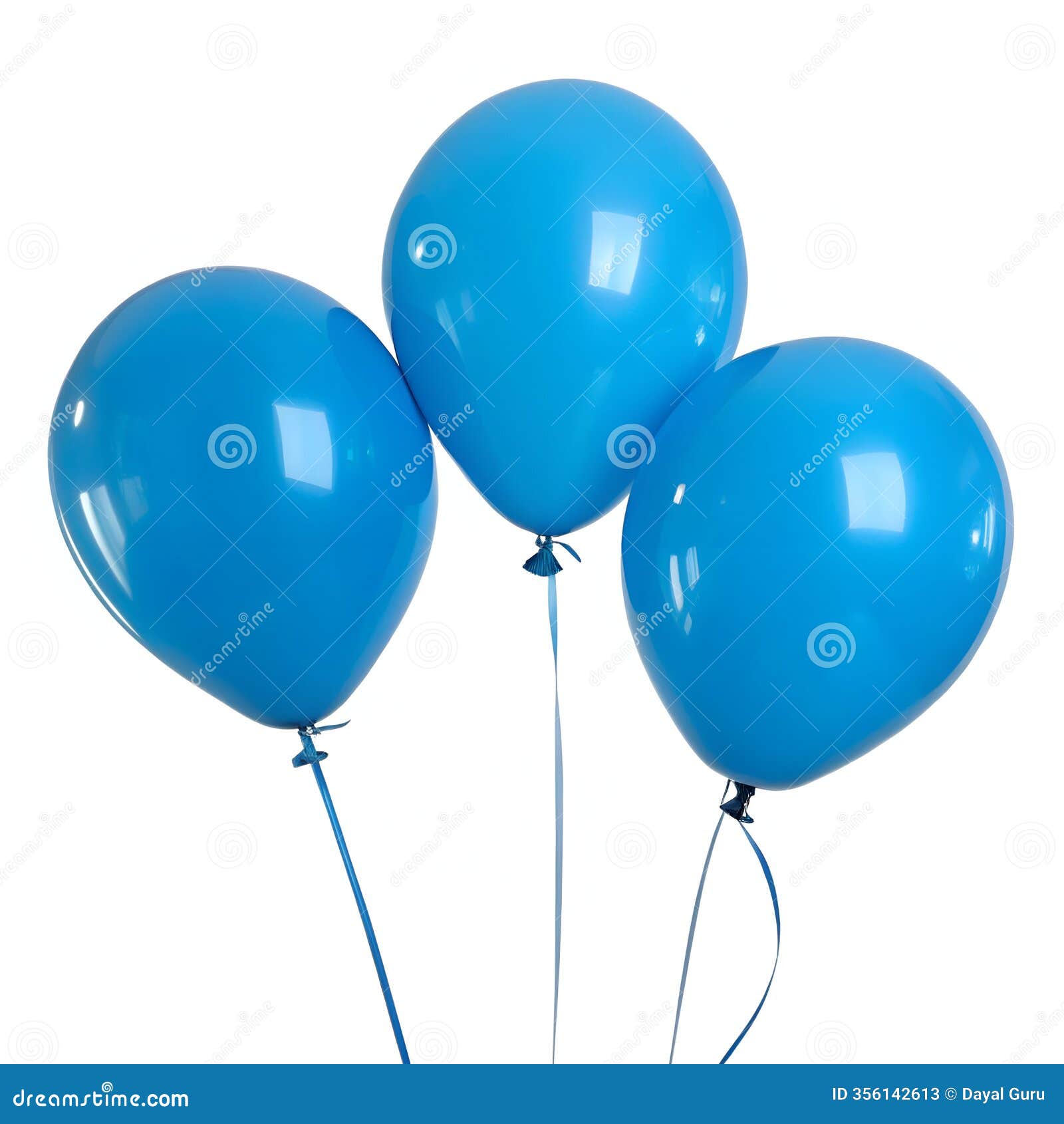 3D Blue Balloons Render Isolated on White Background Stock Illustration ...