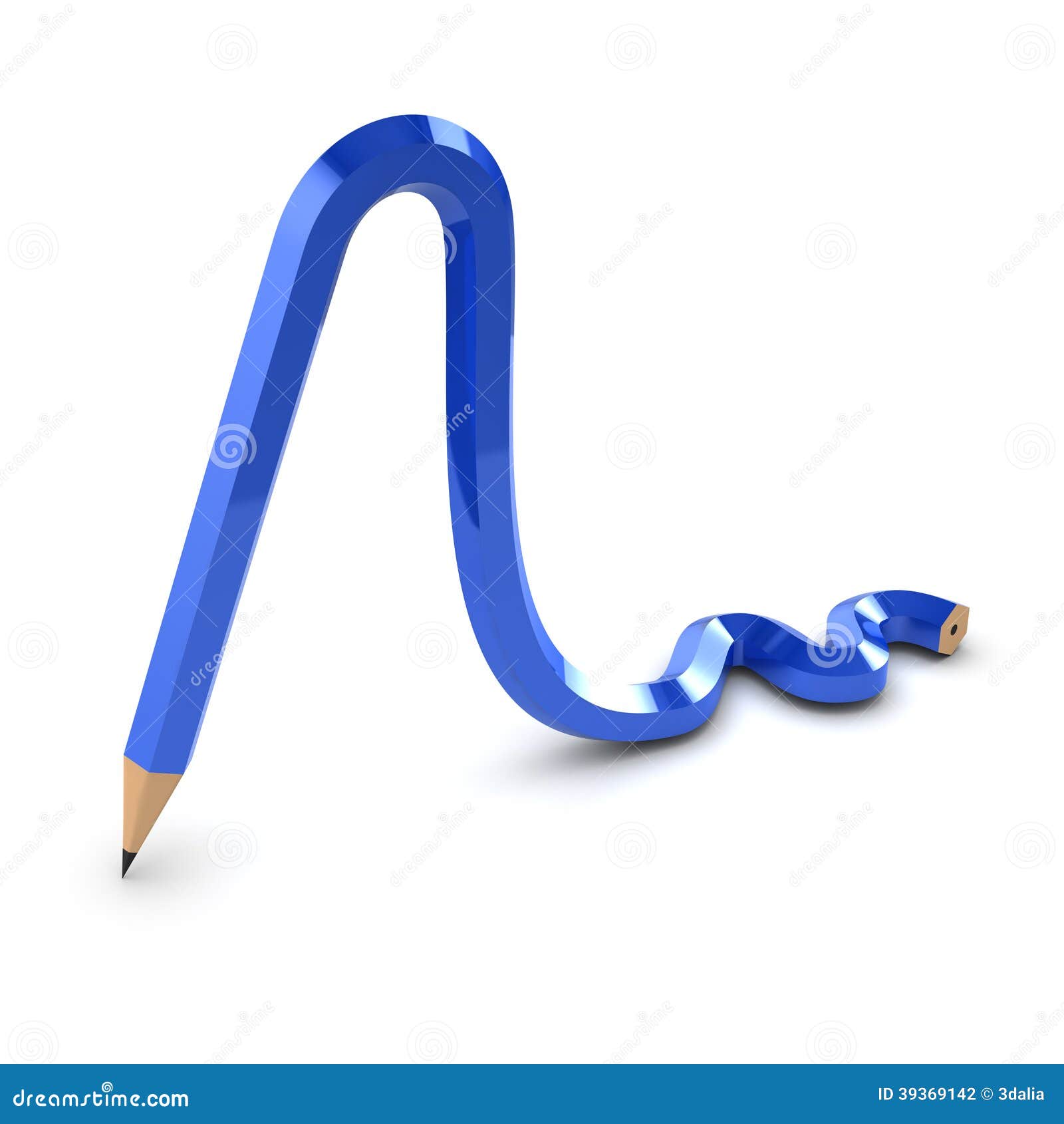 3d Blue bendy pencil stock illustration. Illustration of fluid - 39369142