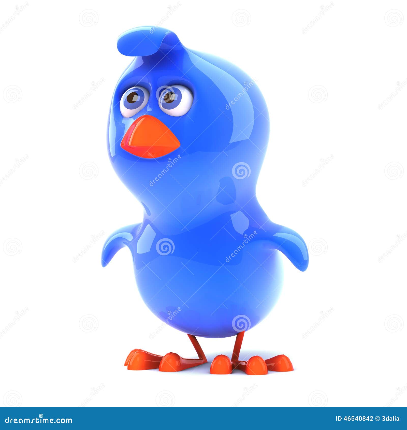 3d Blue bird is alert stock illustration. Illustration of beak - 46540842