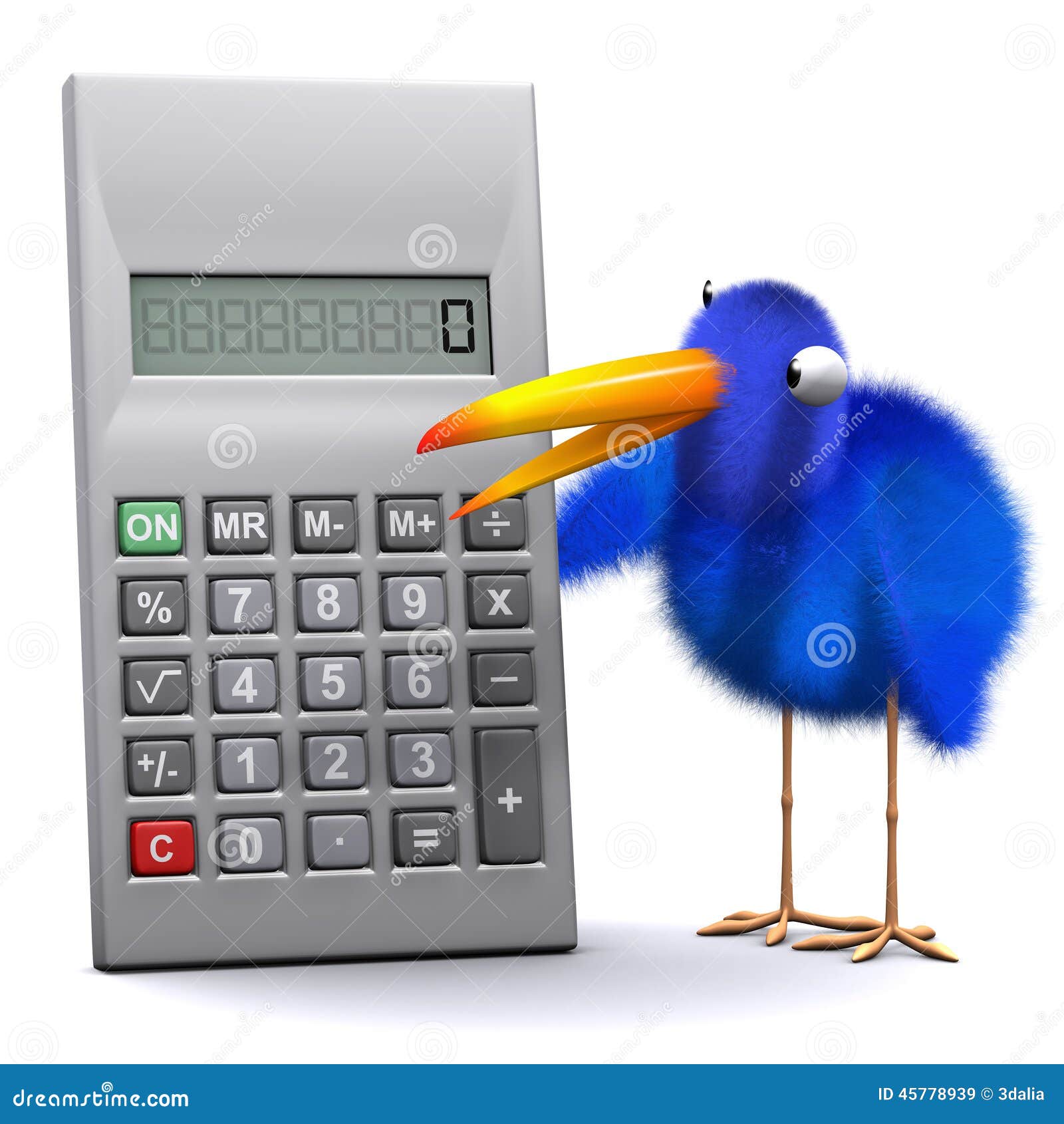 3d Blue Bird Has a Calculator Stock Illustration - Illustration of ...