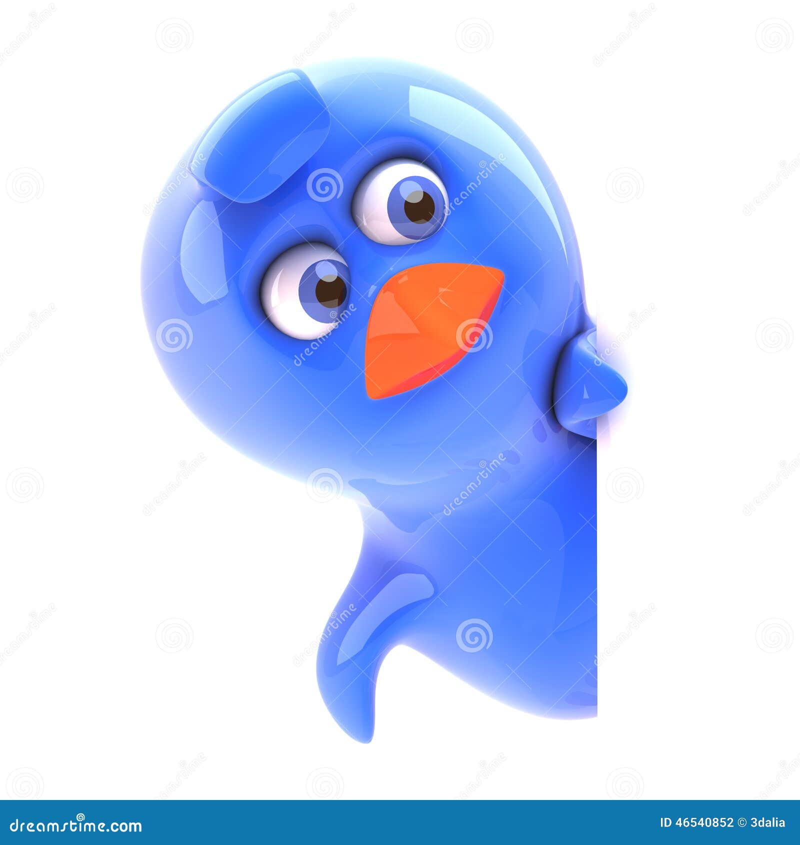 3d Blue Bird Peeps Round the Corner Stock Illustration - Illustration ...