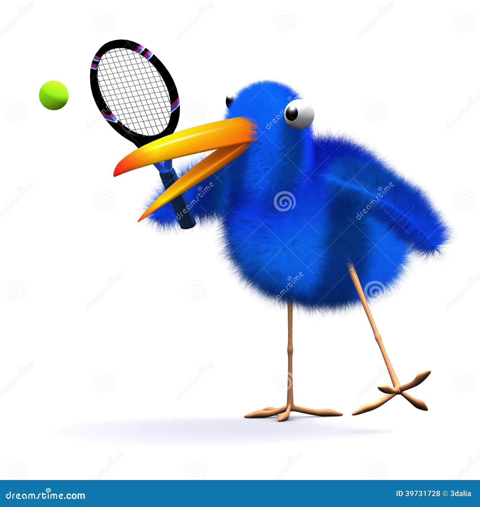 3d Blue bird tennis stock illustration. Illustration of beak - 39731728