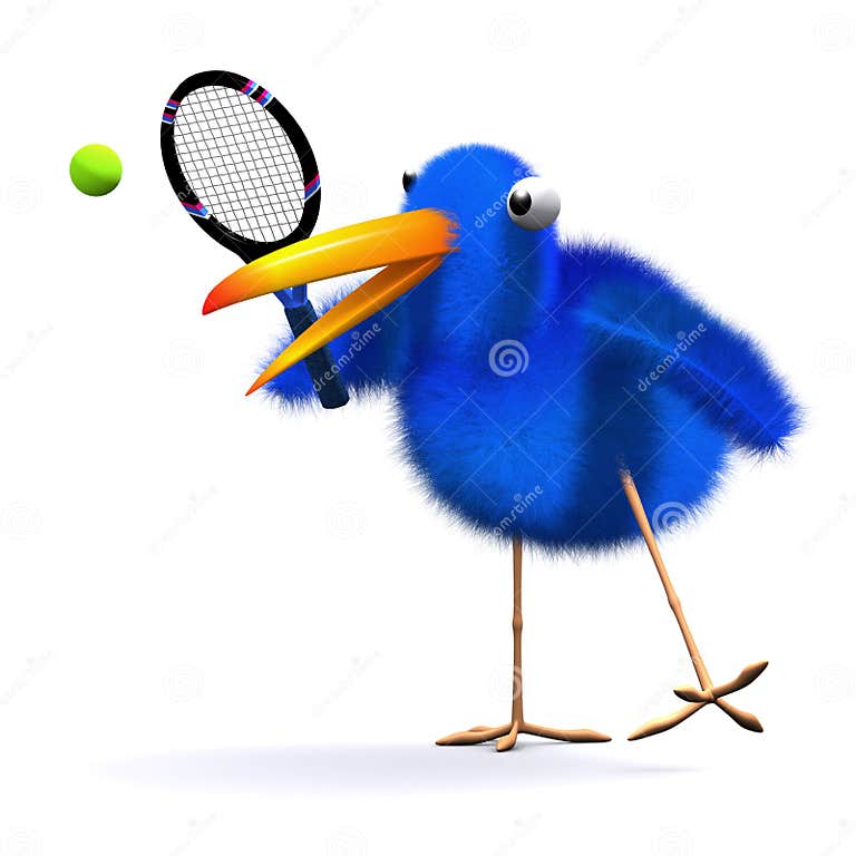 3d Blue bird tennis stock illustration. Illustration of beak - 39731728