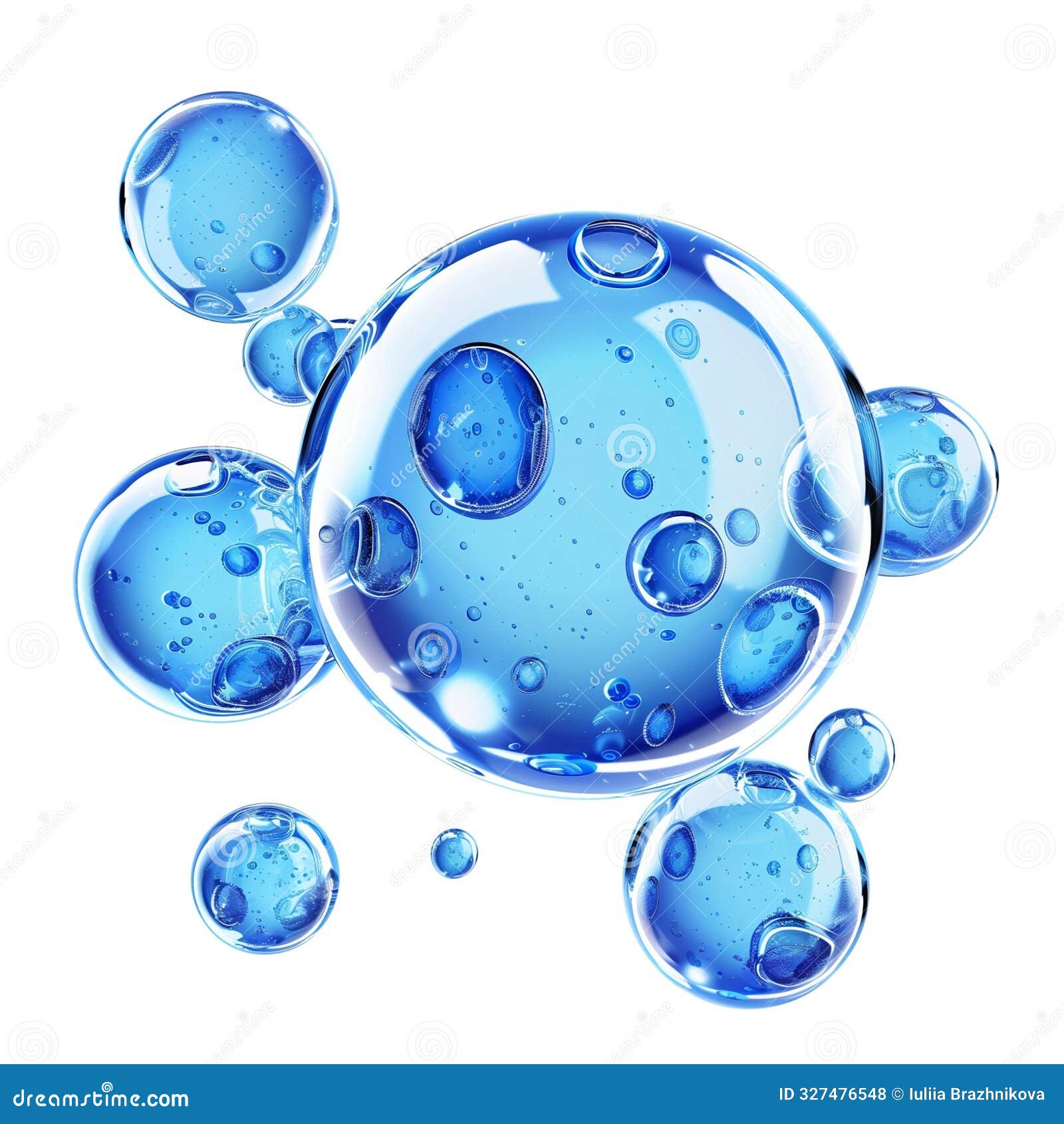 3D Blue Bubble on White Background, Transparent Bubbles with Small ...