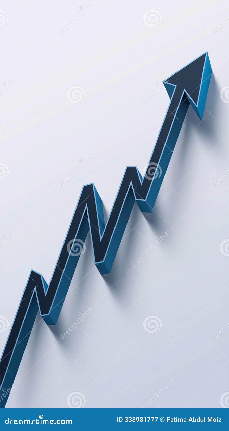 3D Blue Chart with a Rising Line Shows Changes Over Time Stock ...