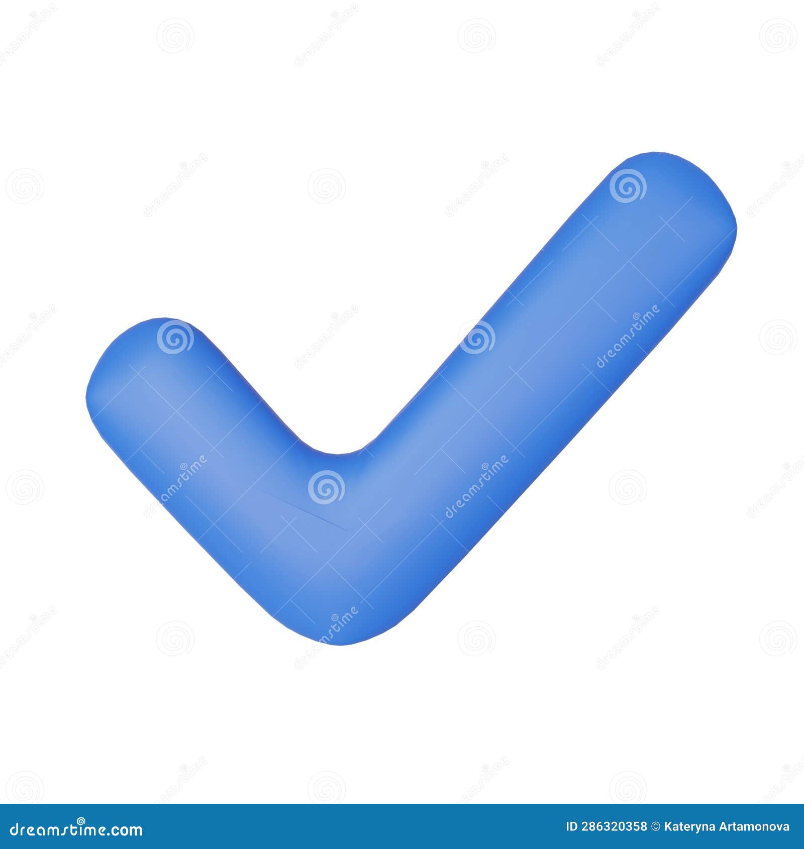 3D Blue Check Mark Tick. Right Button. Isolated on White Background. 3D ...