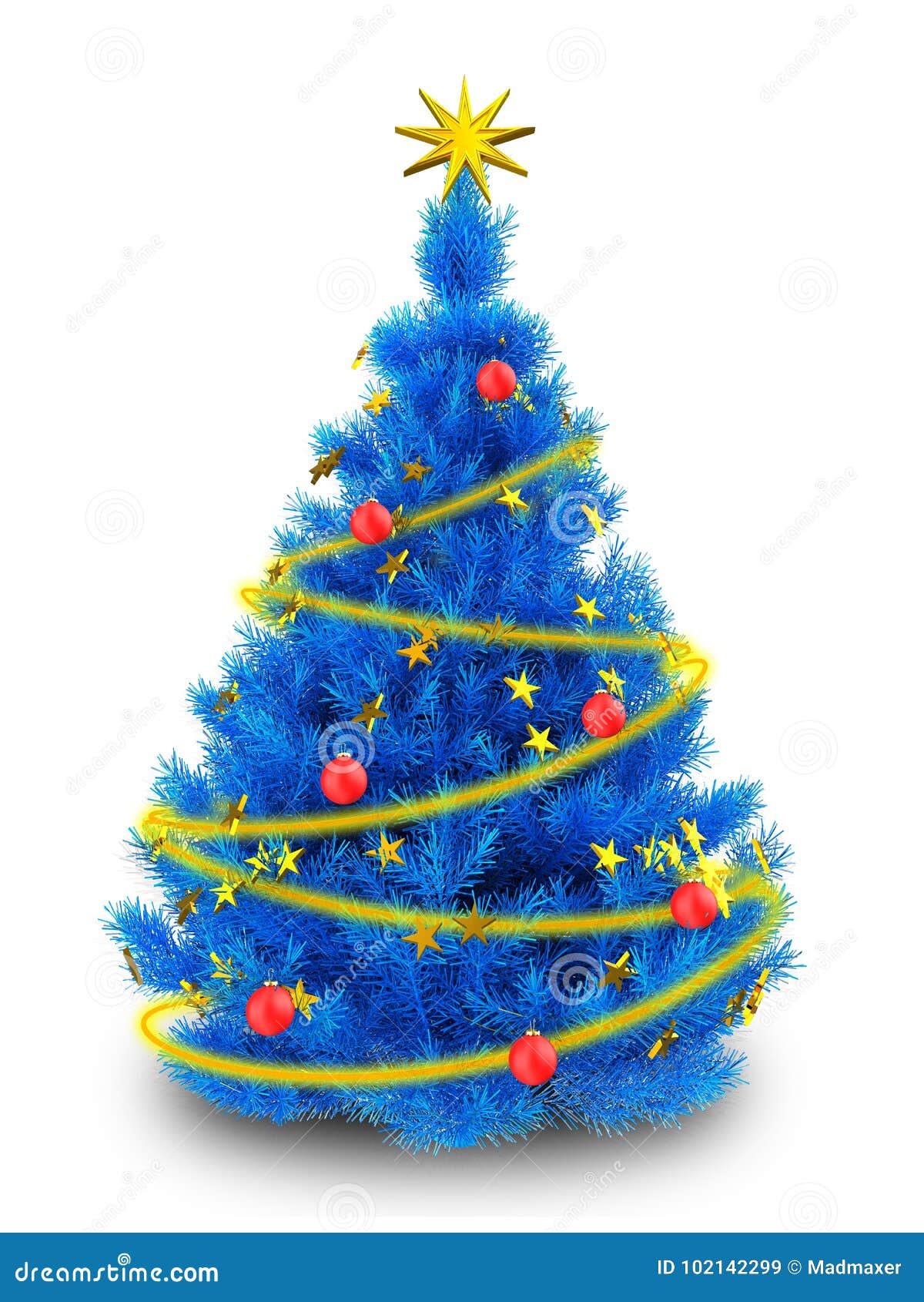 3d blue Christmas tree stock illustration. Illustration of light ...