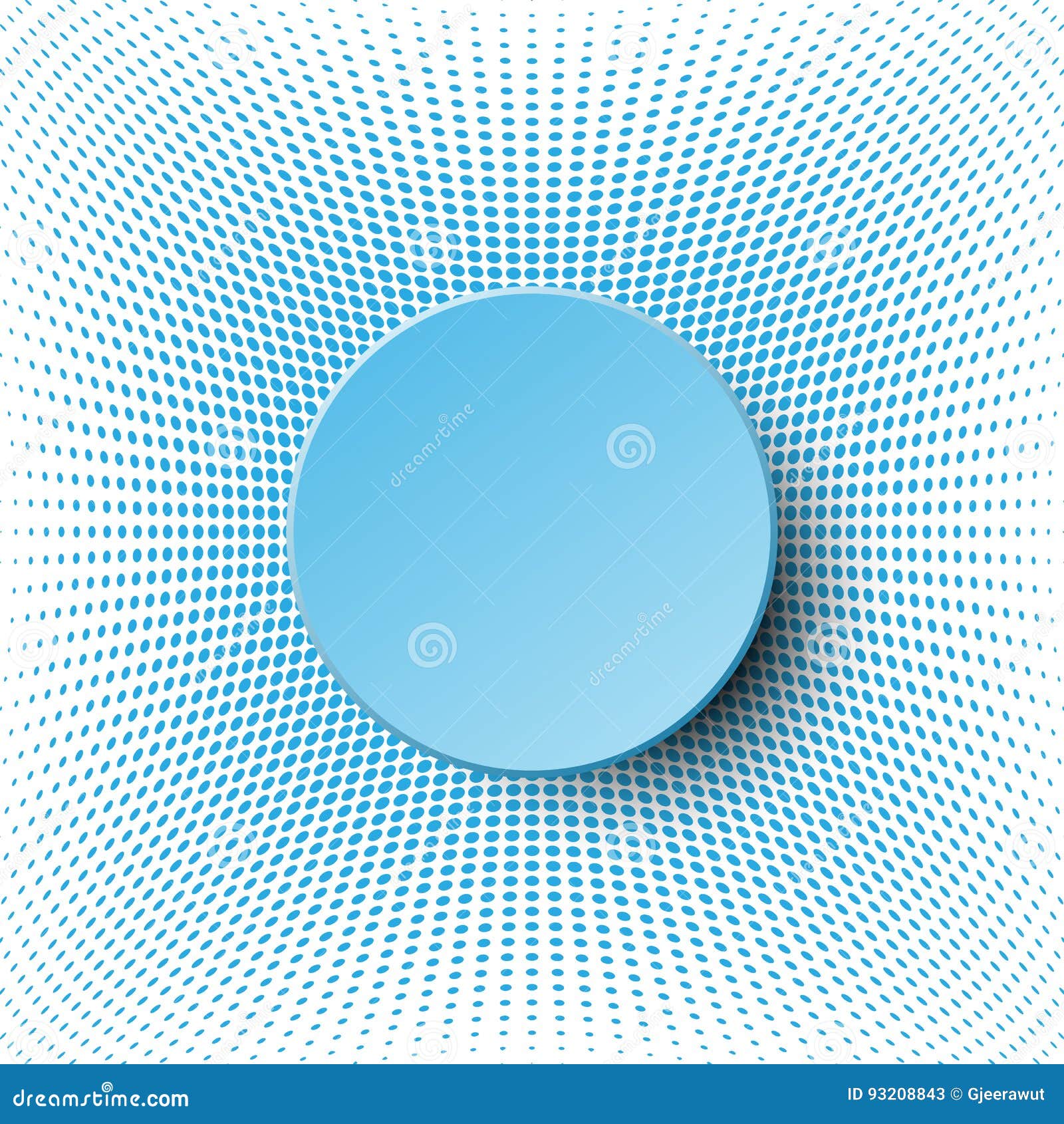 3d Blue Circle Paper Design on Halftone Dots Pattern for Abstract ...