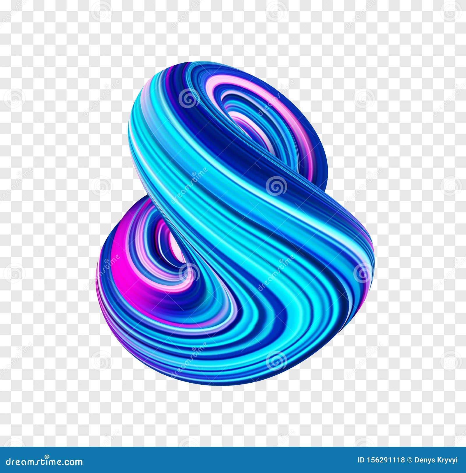 3D Blue Color Abstract Twisted Fluide Shape. Neon Trendy Liquid Design ...