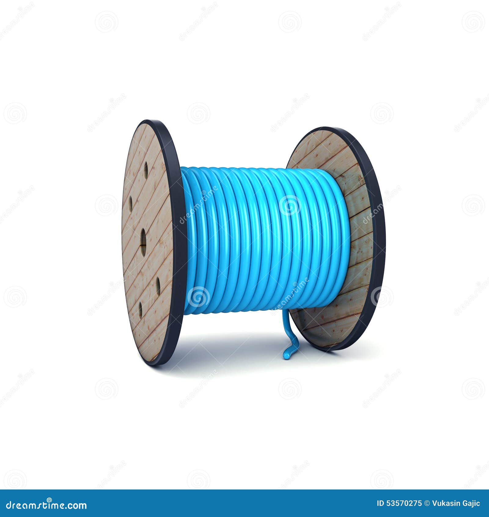 3d Blue Colorful Cable Drum Isolated on White Stock Illustration ...