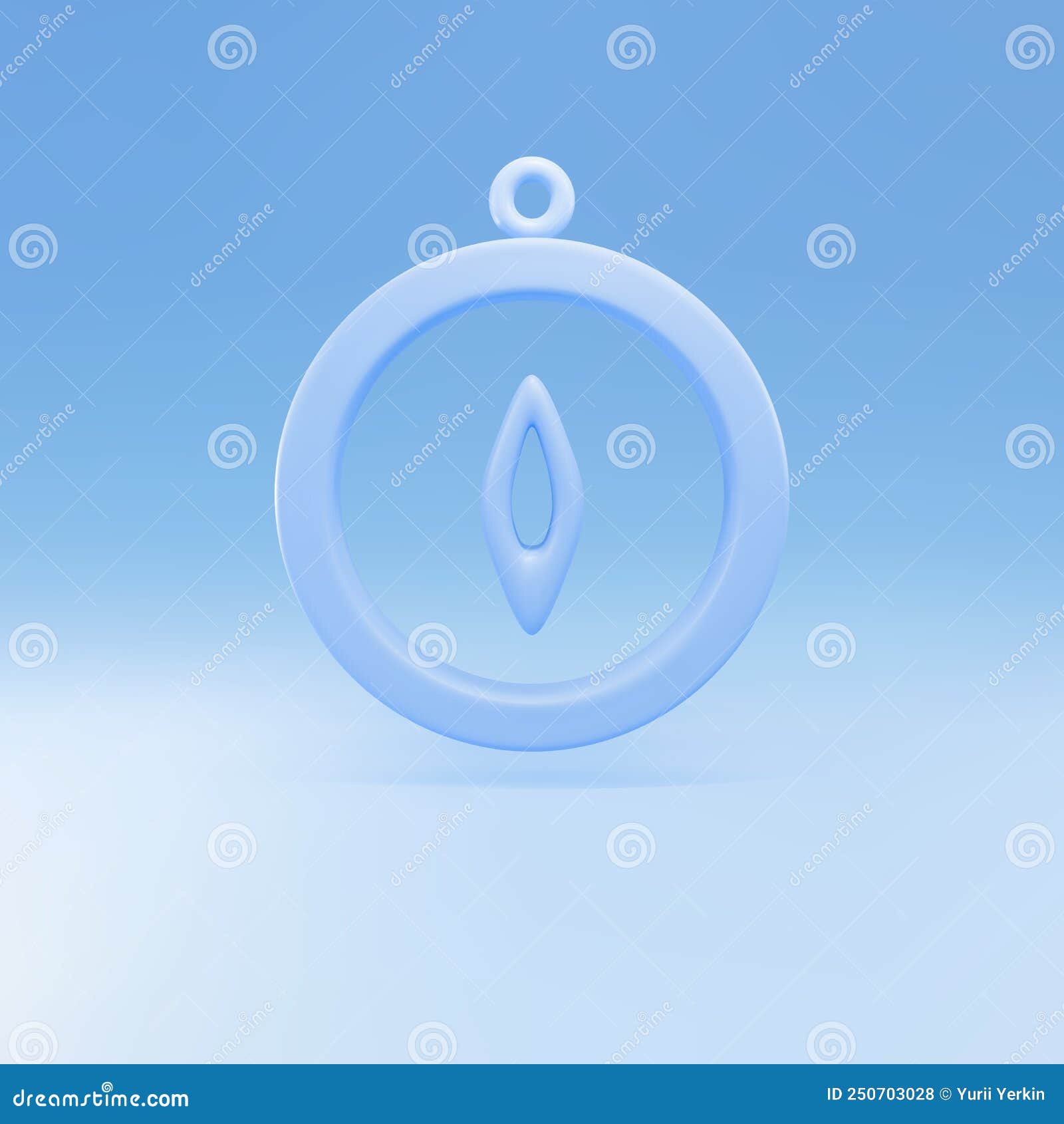 3d Blue Compass Icon Isolated On Blue Background Navigation Symbol