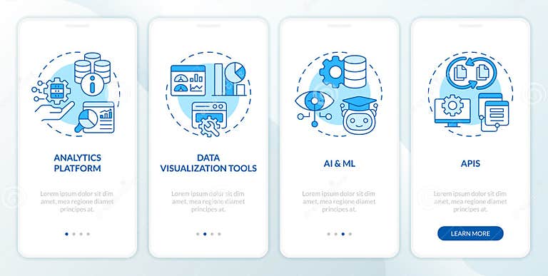 2d Blue Data Democratization Concept With Line Icons Stock Vector