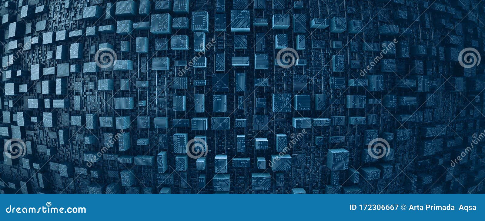 3d Blue Database Technology Circuit Background Stock Illustration ...