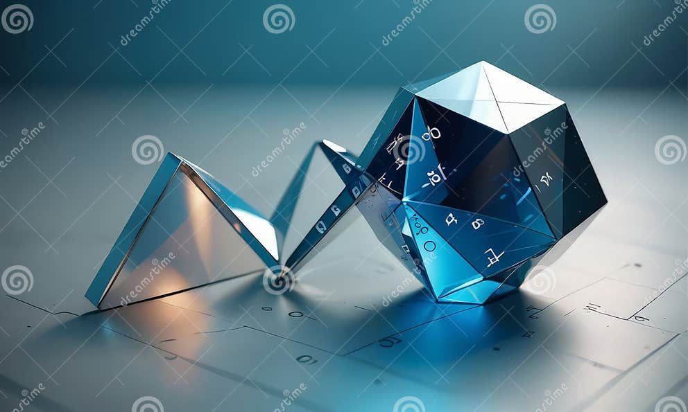 3D Blue Diamond-shaped Object with Triangular Base and Triangular ...