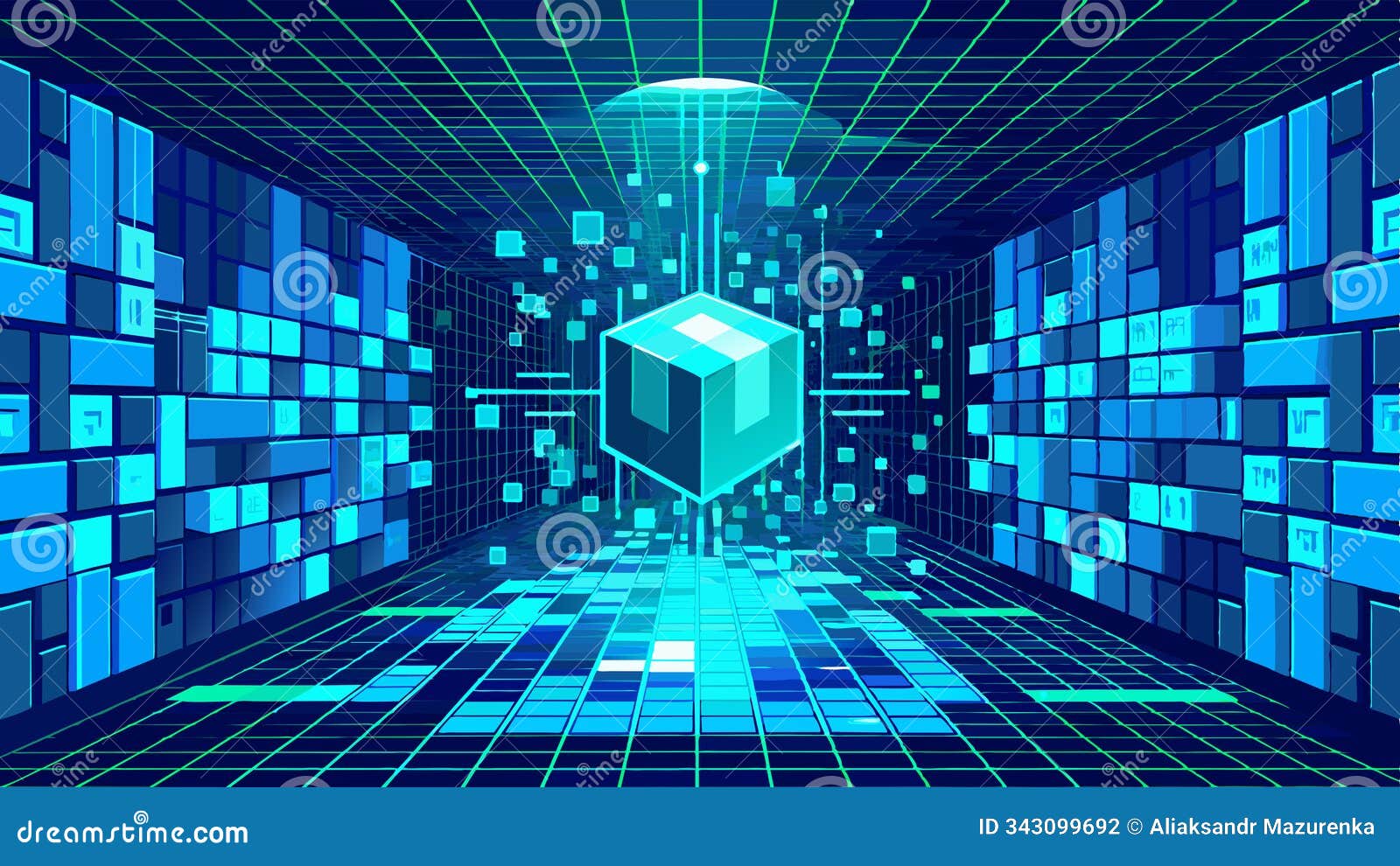 3d Blue Digital Binary Code Background Abstract Futuristic Binary Code Stock Illustration