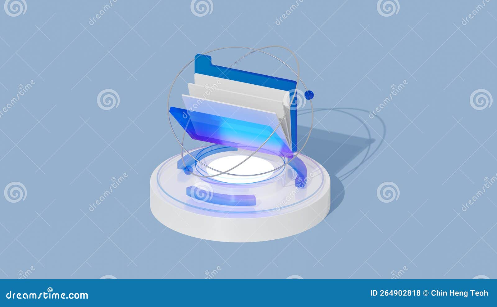 3d Blue Digital Folder, Digital File Organization Service or App with ...