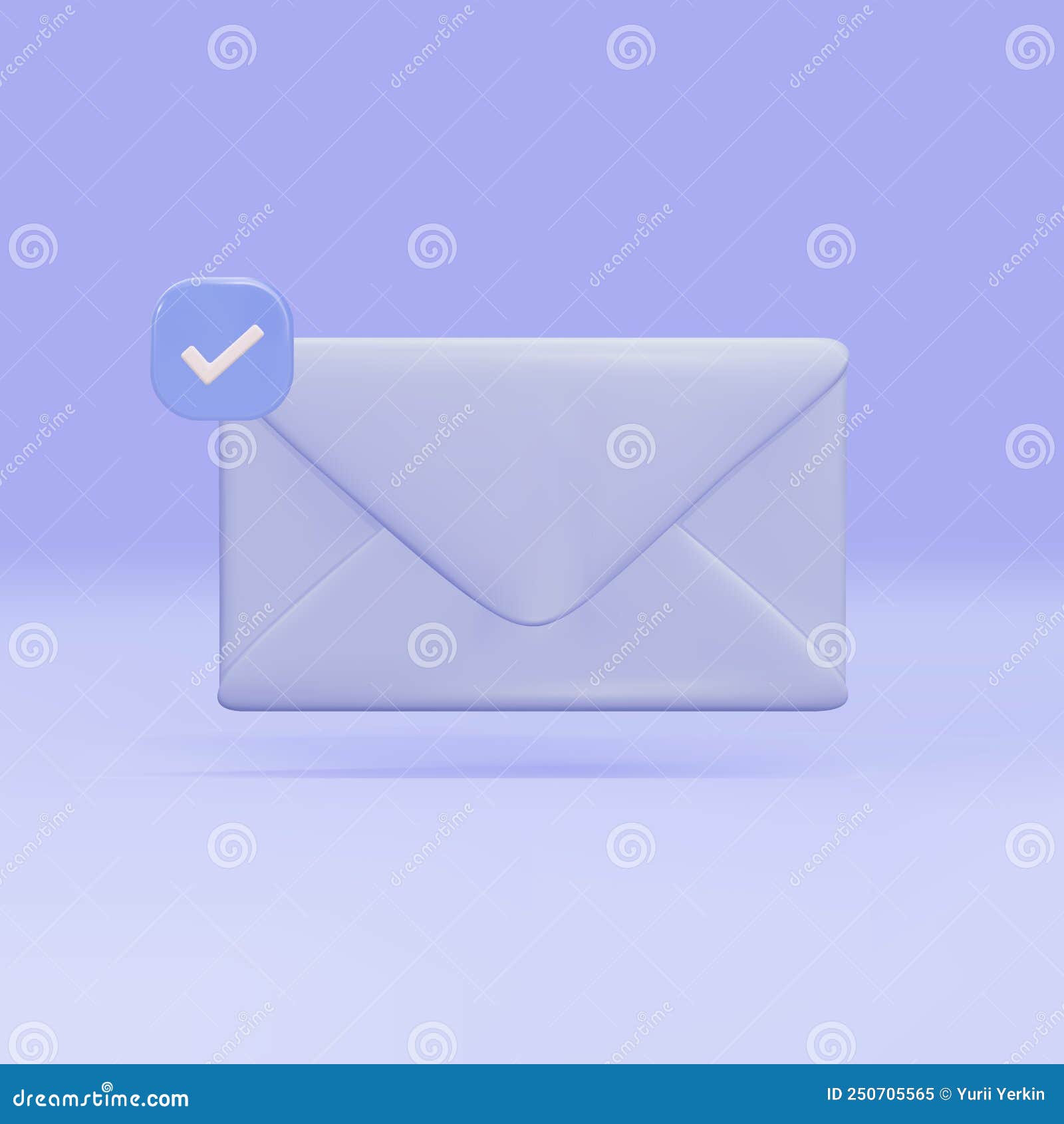 3D Blue Email Icon with Check Mark Button, Unread Mail Logo. Vector ...
