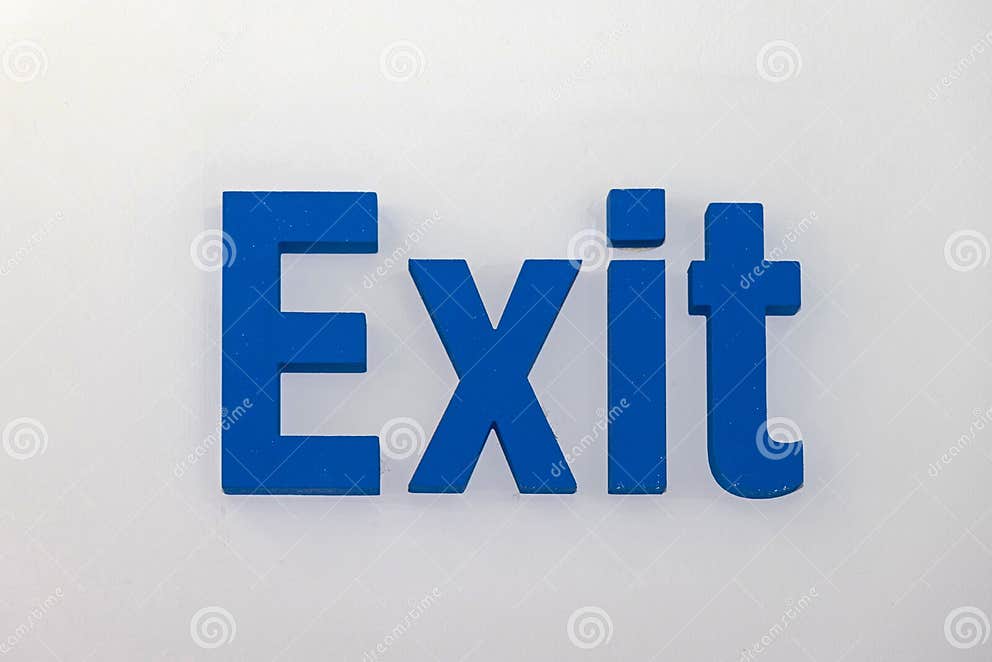 Blue Exit Sign stock photo. Image of letters, english - 246547834