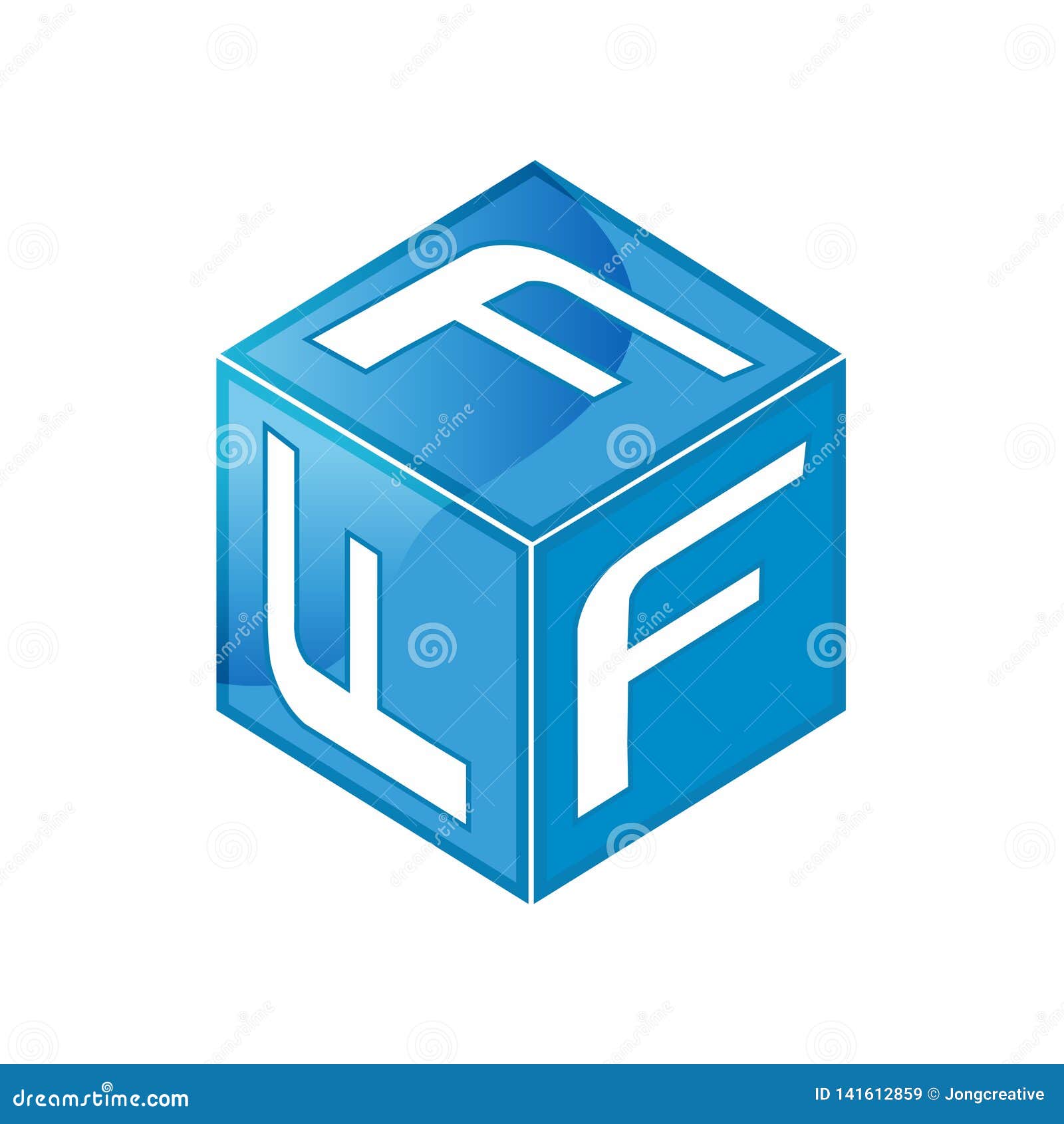 3D Blue F Letter Box Cube Symbol Illustration Stock Vector ...