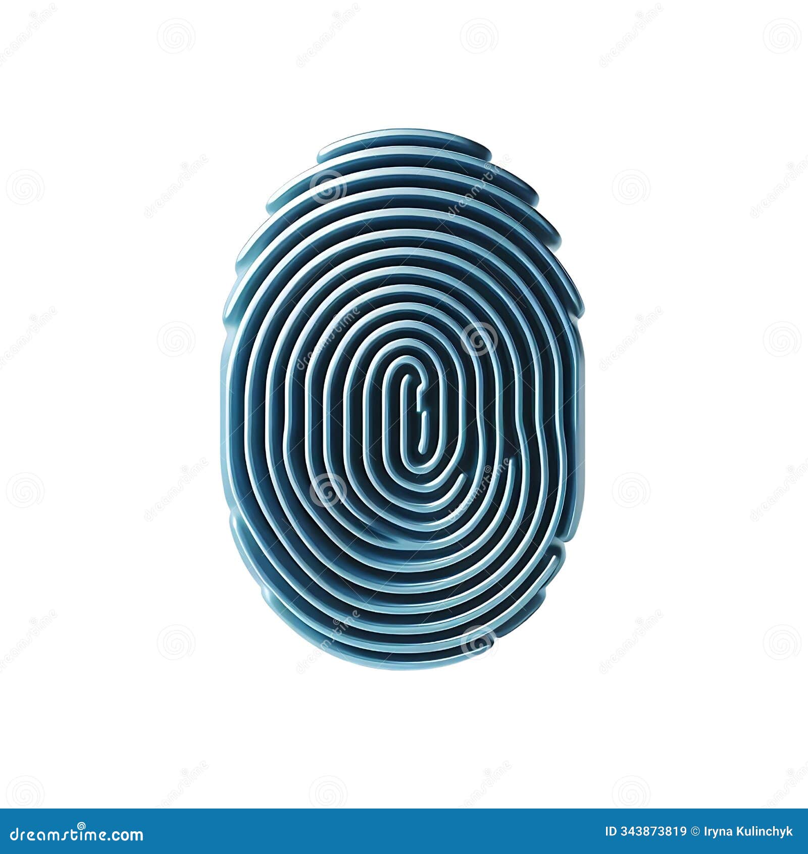 3D Blue Fingerprint Icon Isolated on White Background. Concept Cut Out ...