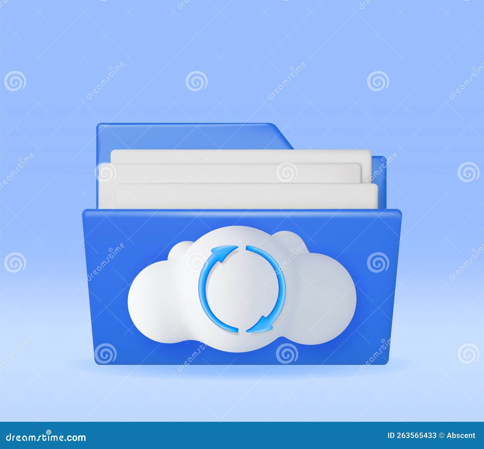 3D Blue Folder in Clouds with File Sync Icon Stock Vector - Illustration of access, server ...