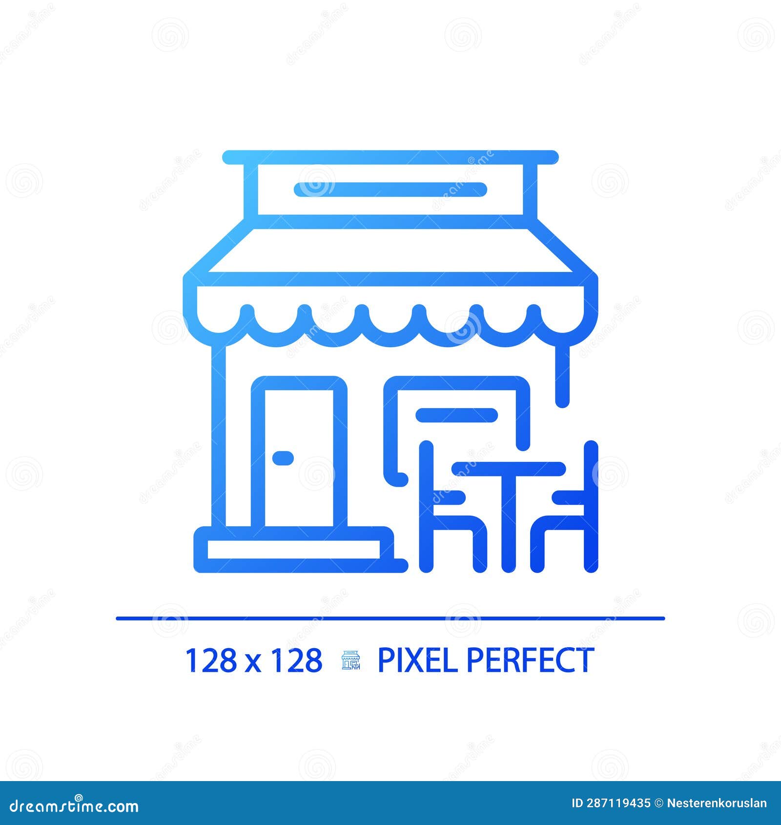 2D Blue Gradient Thin Line Cafe Icon Stock Illustration - Illustration ...