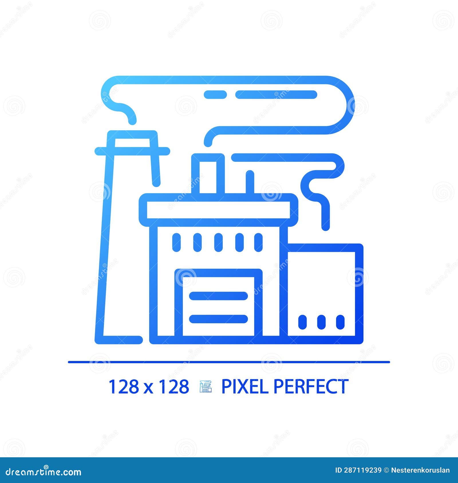 2D Blue Gradient Thin Line Factory Icon Stock Vector - Illustration of ...