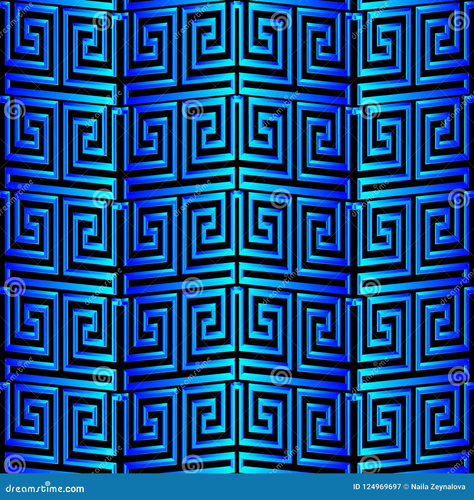 3d Blue Greek Vector Seamless Pattern. Modern Textured Ornamental ...
